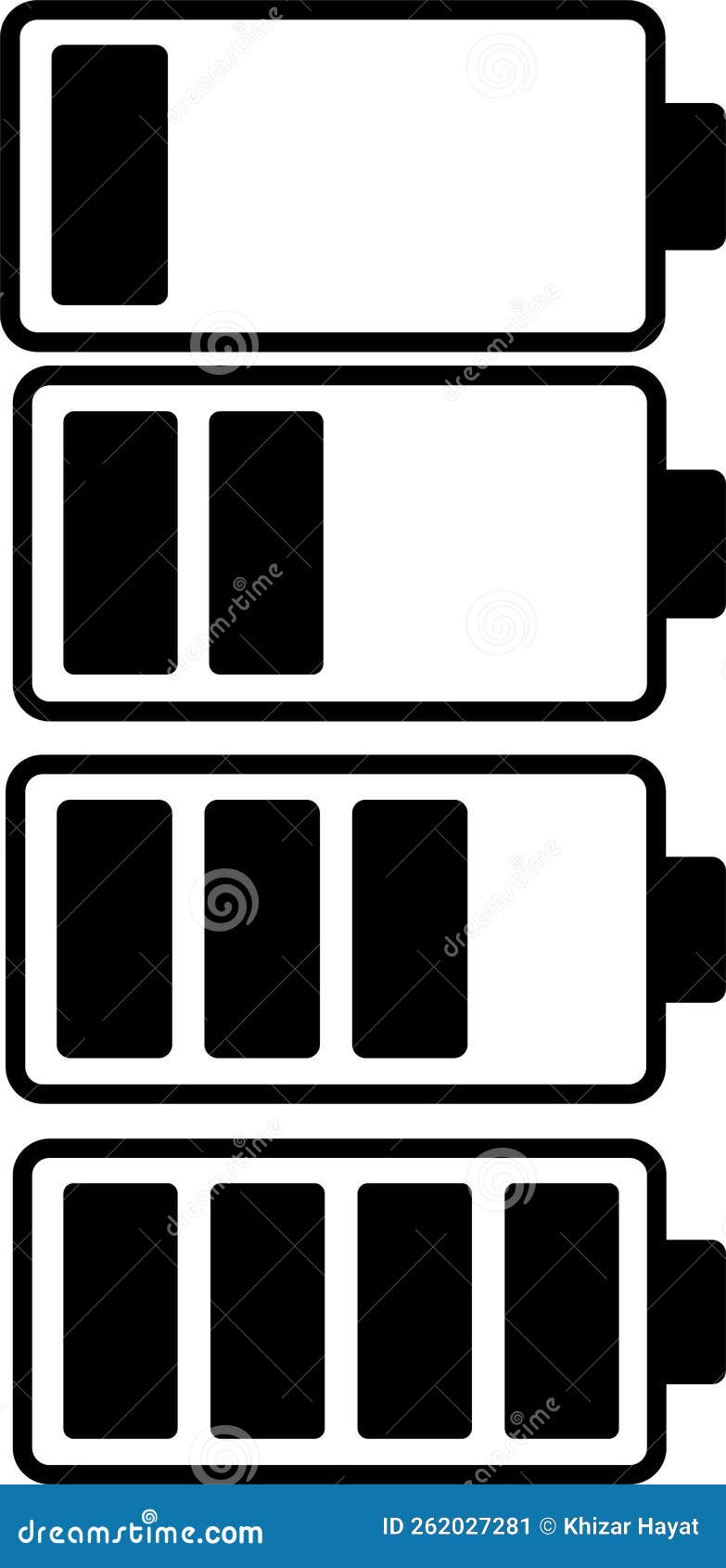 Set of Mobile Battery Charge Indicator Icon. Level Battery Energy ...