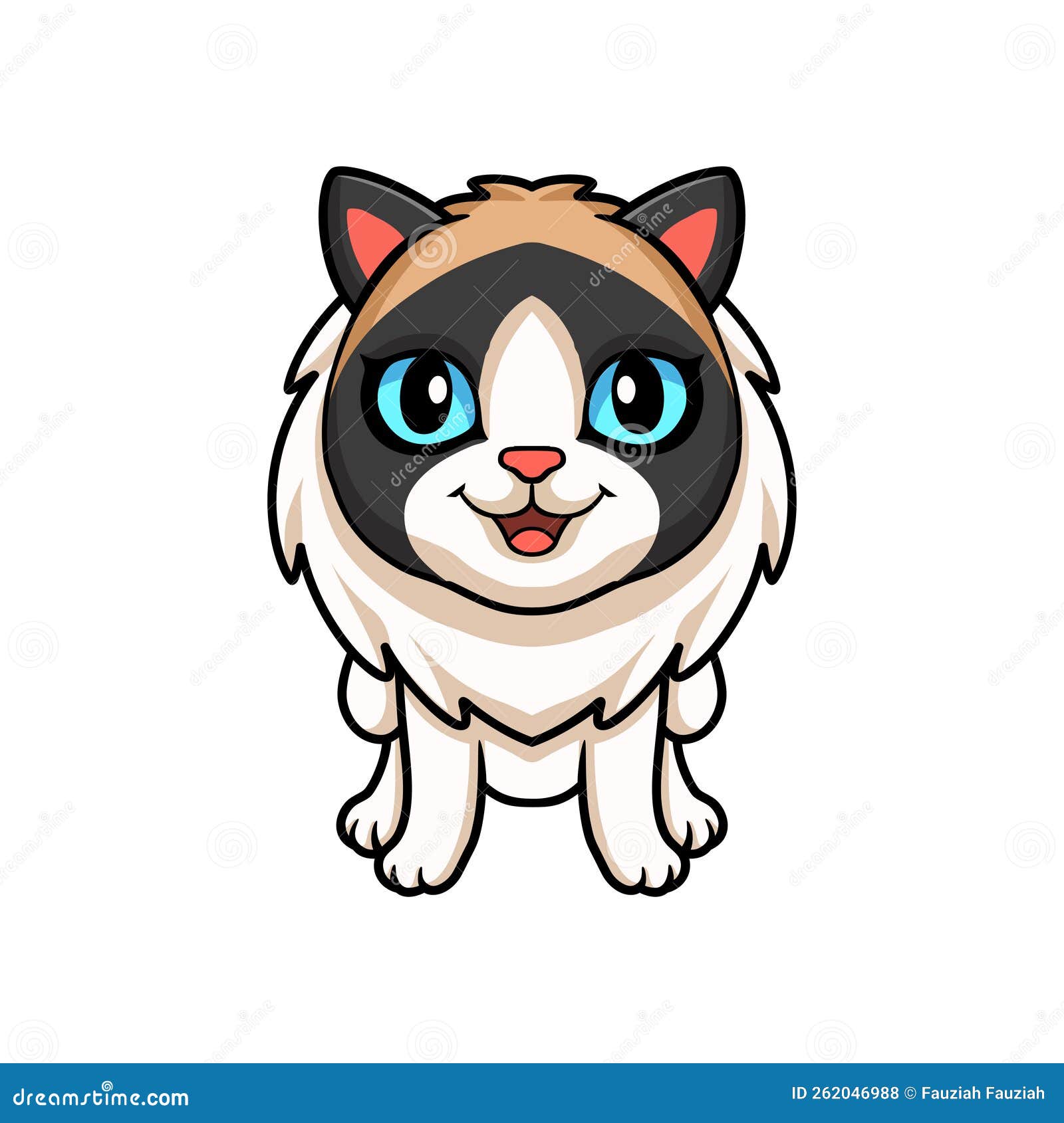Cute rag doll cat cartoon stock vector. Illustration of cheerful ...