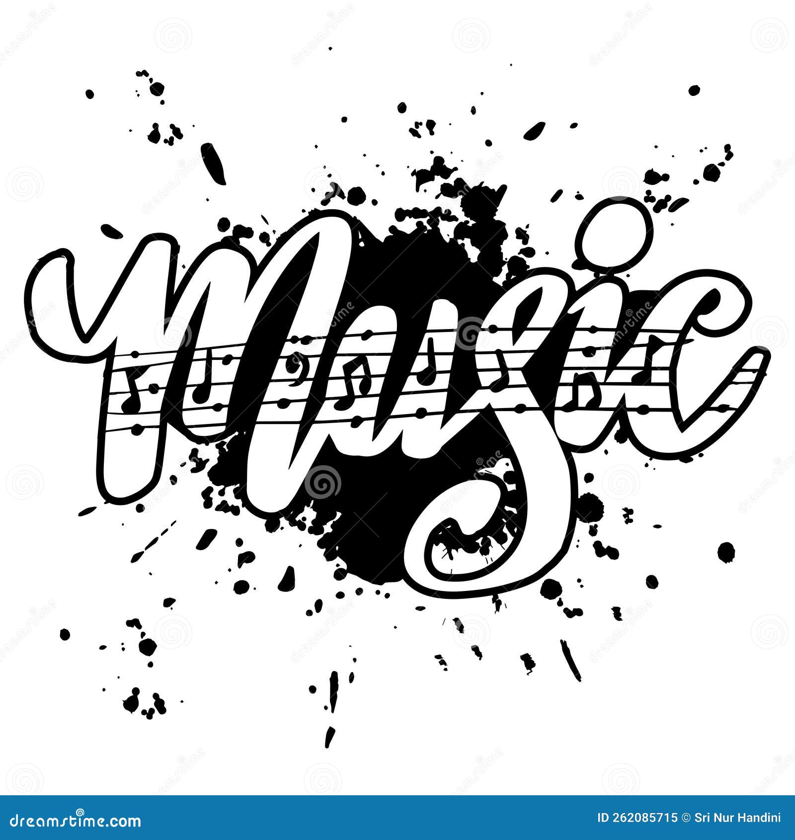 Music word hand lettering. stock vector. Illustration of handwritten ...