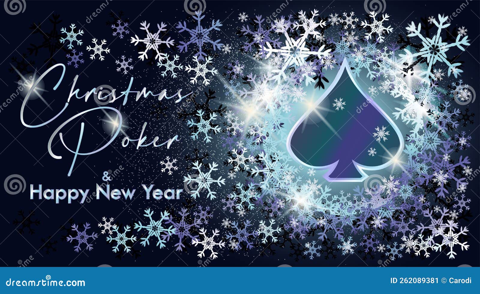 Christmas Spade Poker Vip Banner with Xmas Snow, Vector Stock Vector ...
