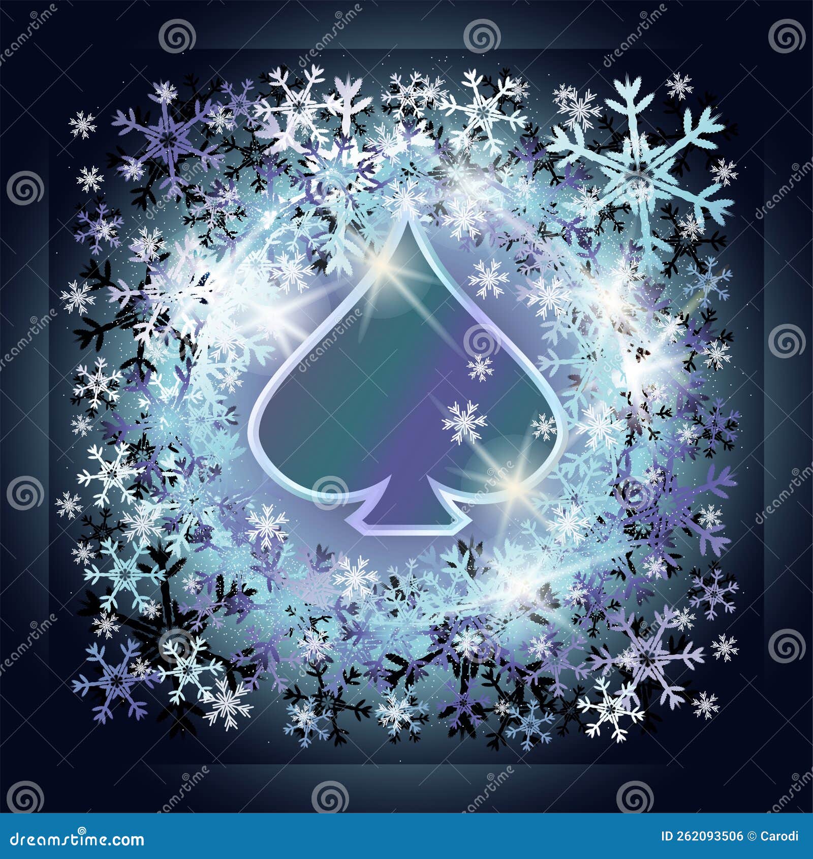 Happy New Year. Christmas Spade Poker Card with Xmas Snow Stock Vector ...