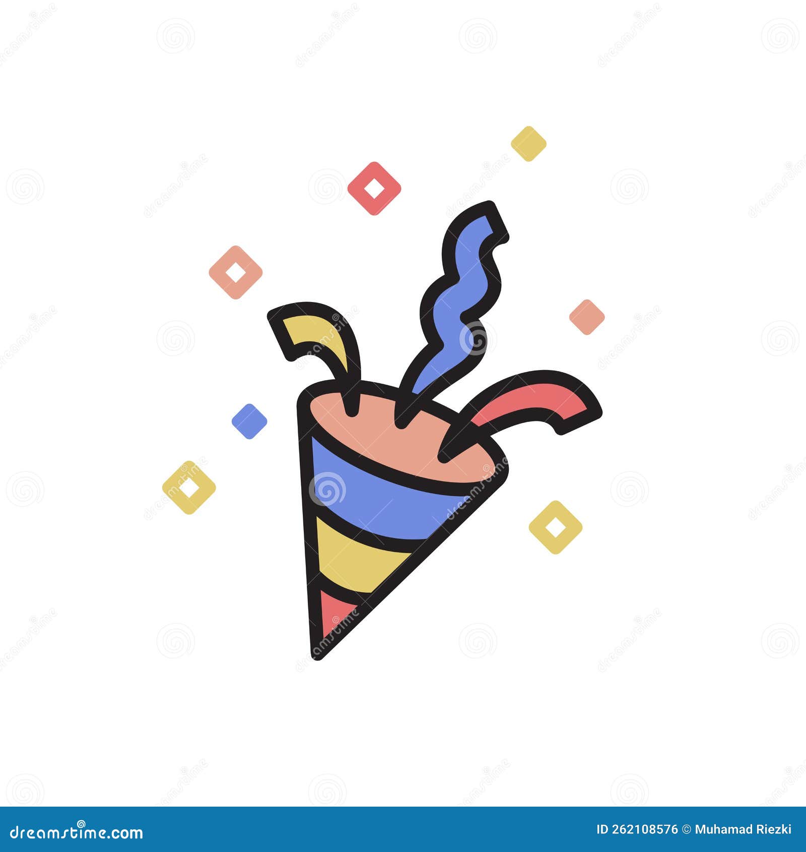 Confetti Popper Icon in Linear Style Colorful. Symbol, Logo Vector ...
