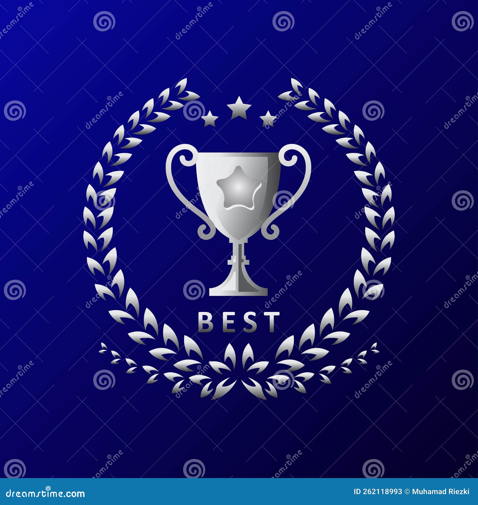 Silver Trophy Icon with Silver Laurel Wreath, Vector Illustration ...