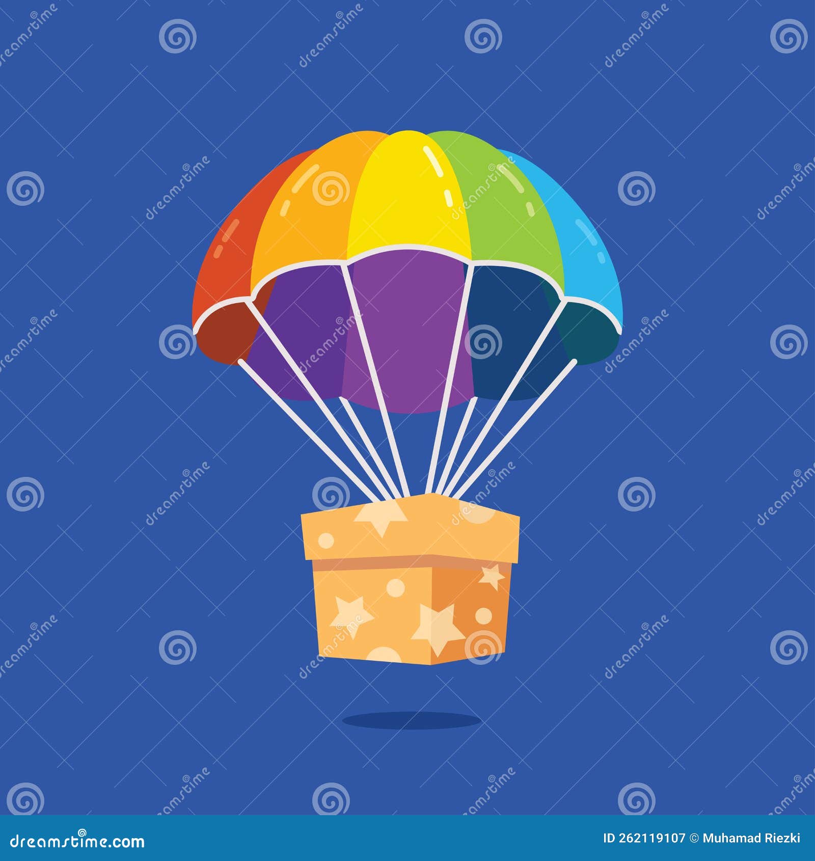 Gift Box Icon Delivered by Flying Parachute. Illustration of Sending ...