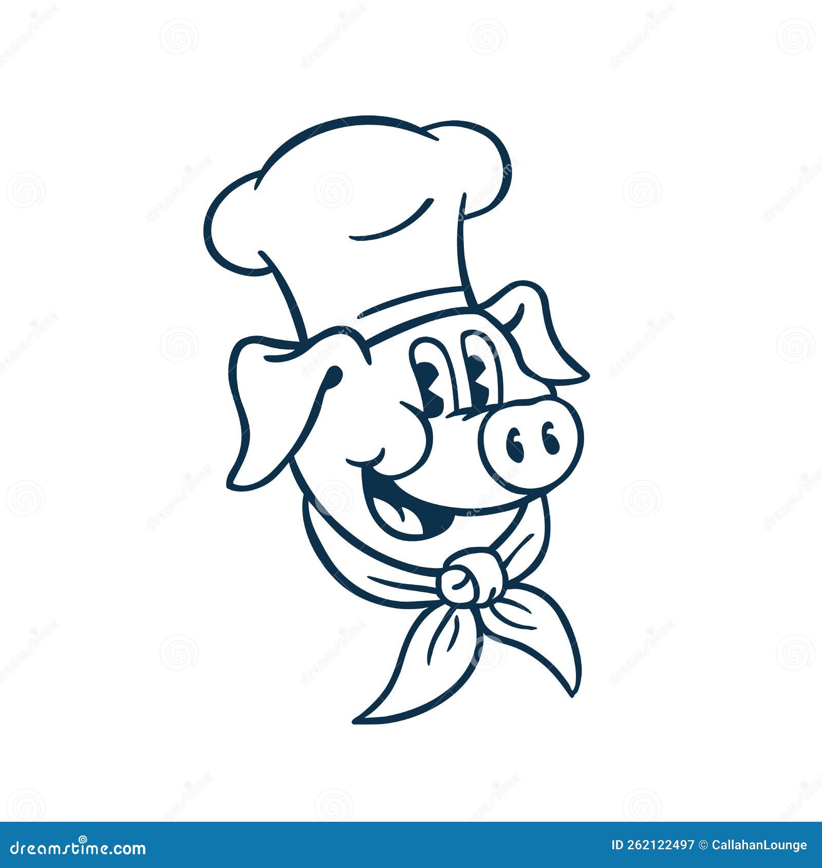 Vintage Style Clip Art - Smiling Pig Dressed As a Chef or a Cook Stock ...