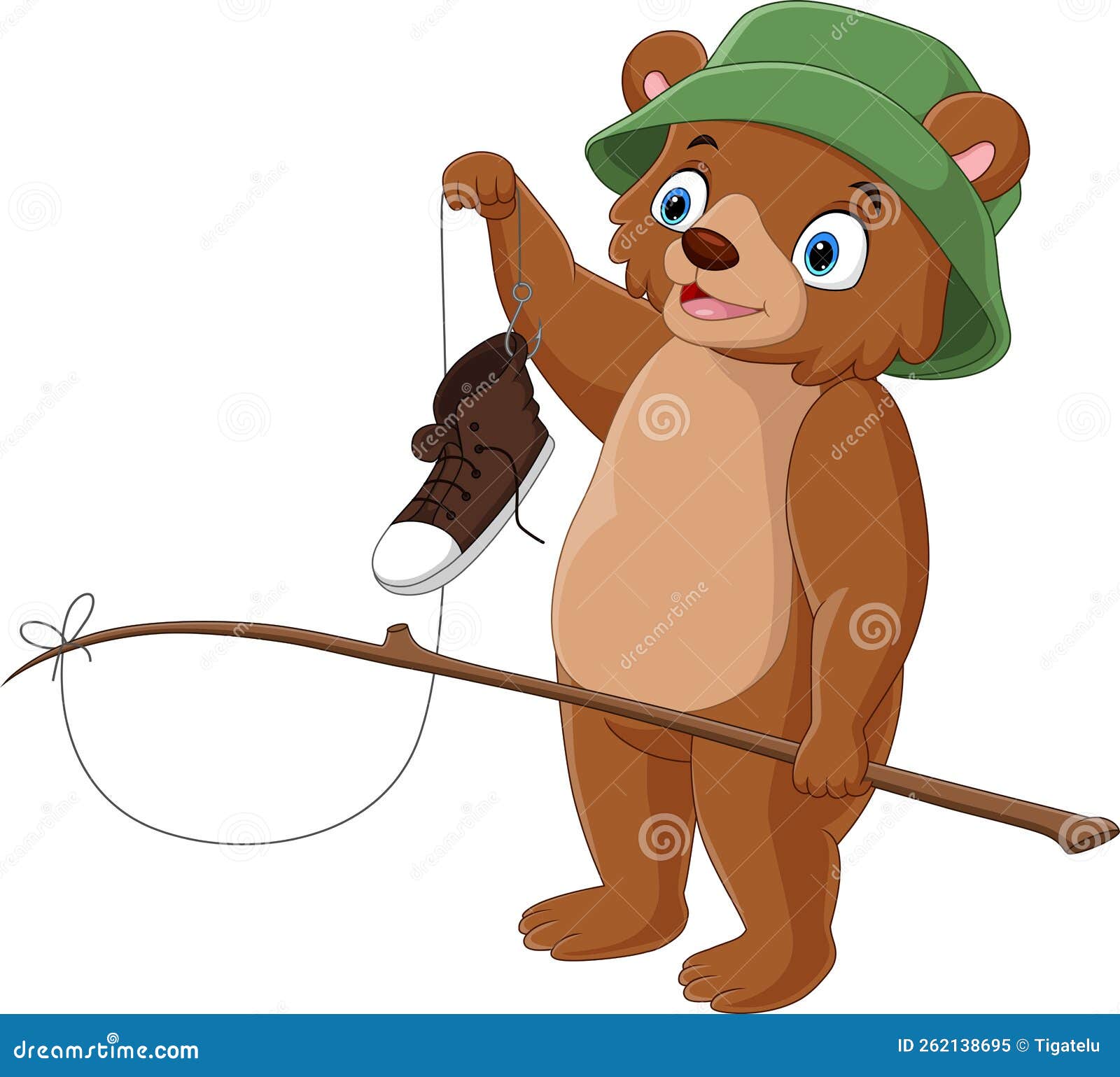 Cute Bear Cartoon Fishing Caught a Shoe Stock Vector - Illustration of ...