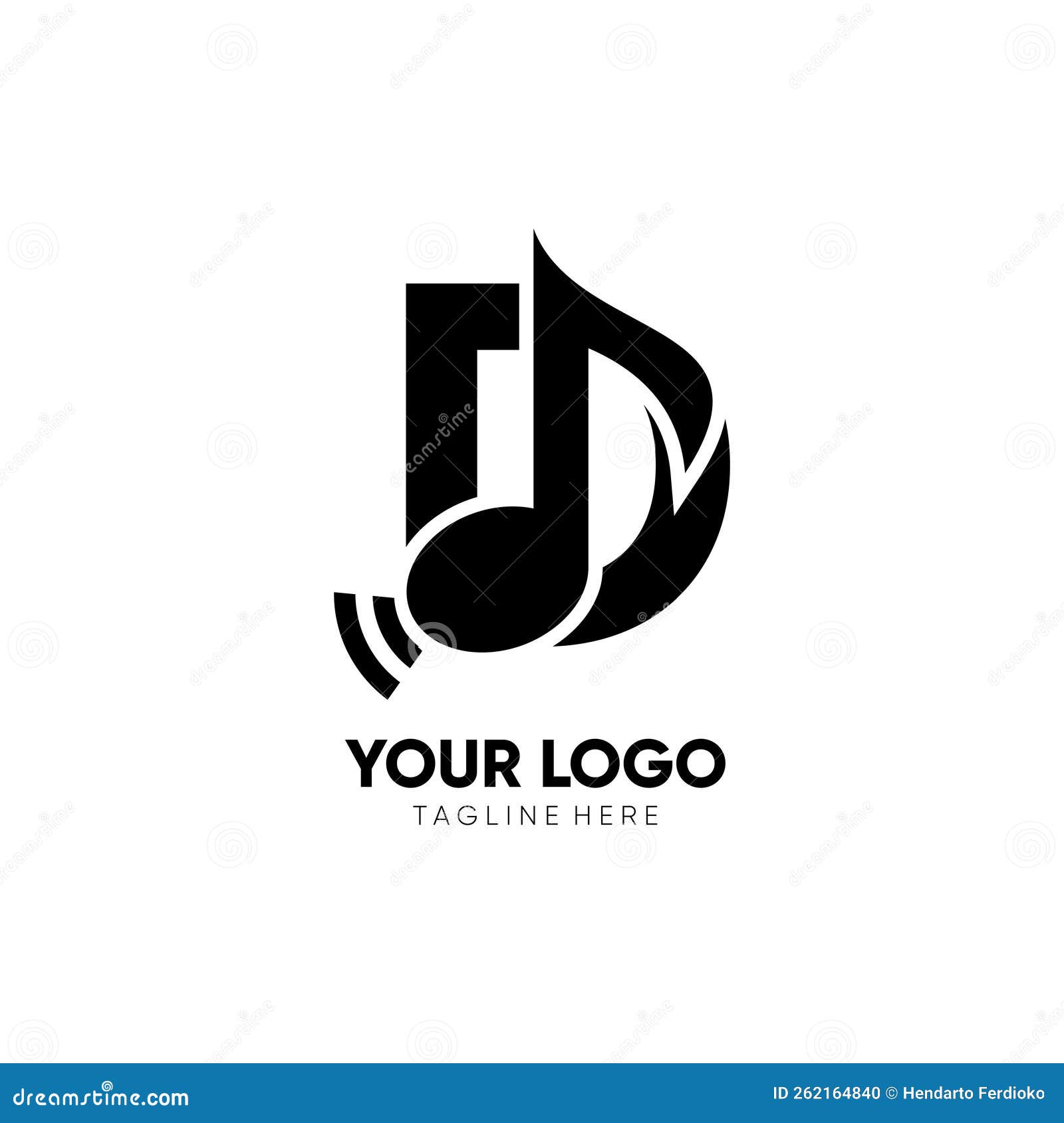 Initial D Music Note Logo Design Icon Vector Graphic Illustration Stock ...
