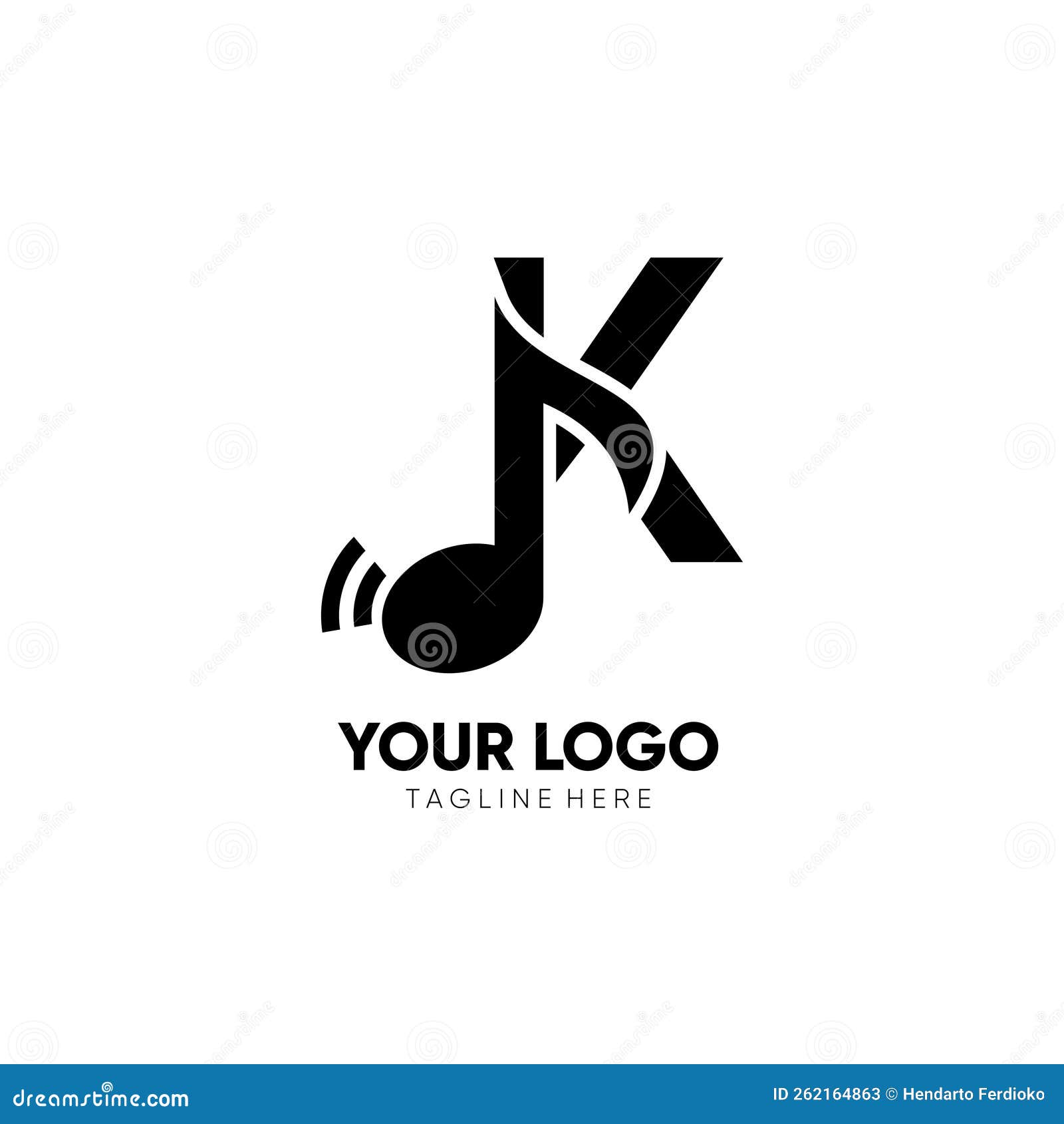 Initial K Music Note Logo Design Icon Vector Graphic Illustration Stock ...