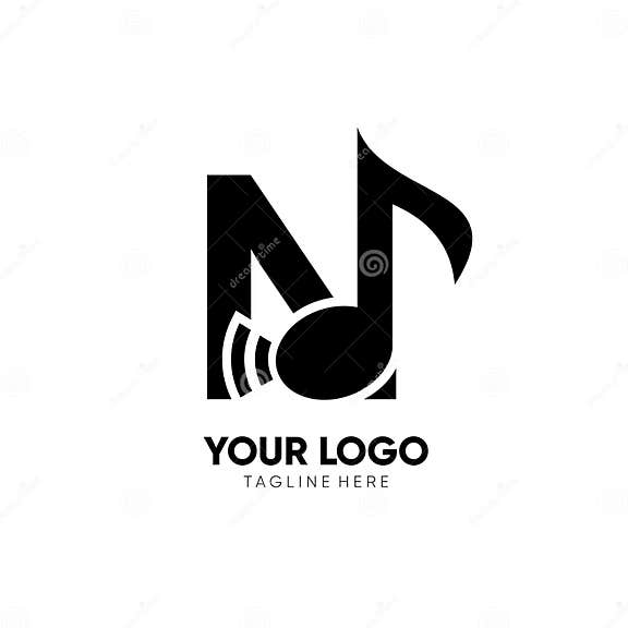 Initial N Music Note Logo Design Icon Vector Graphic Illustration Stock ...