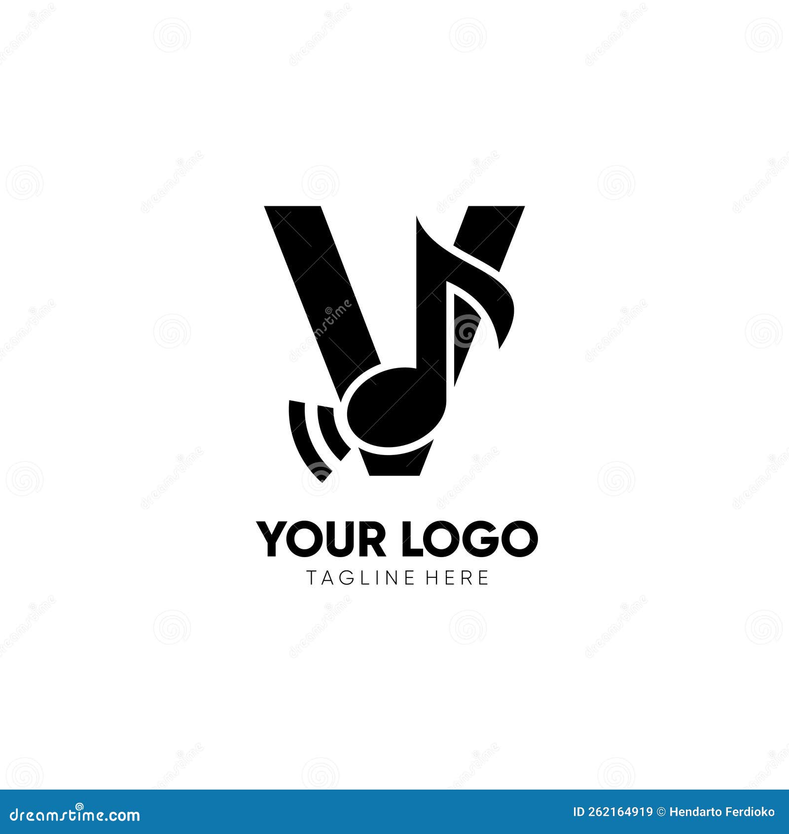 Initial V Music Note Logo Design Icon Vector Graphic Illustration Stock ...