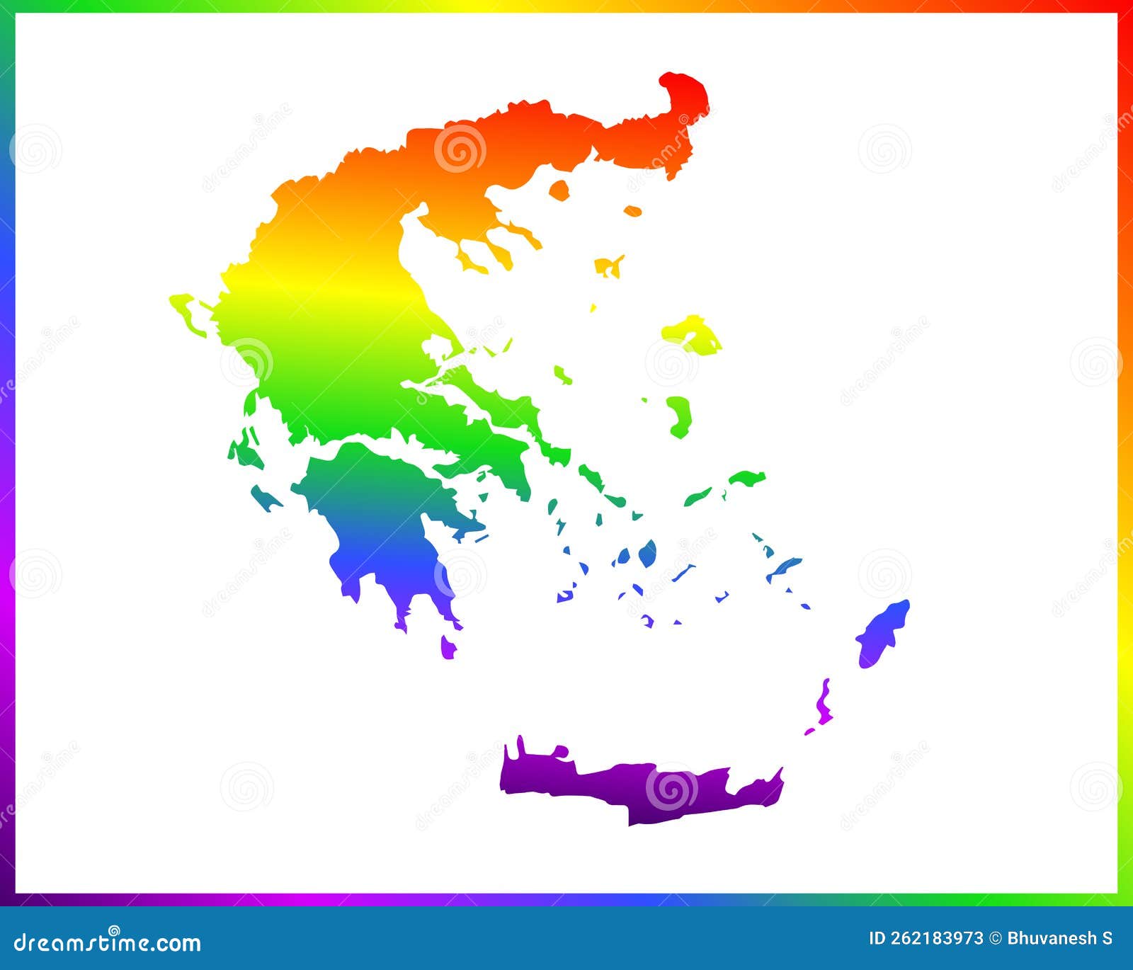 Rainbow Colored Gradient Map of Country Greece Isolated on White ...
