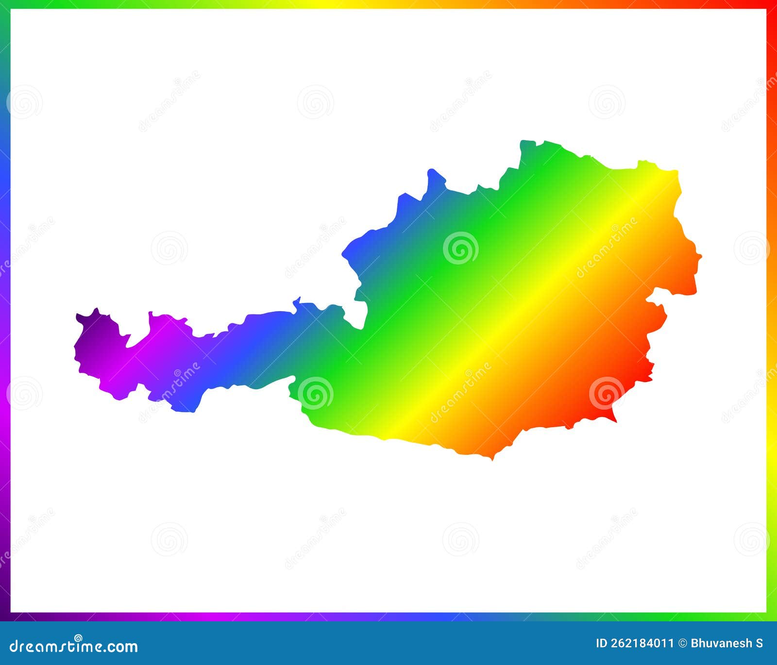 Rainbow Colored Gradient Map of Country Austria Isolated on White ...