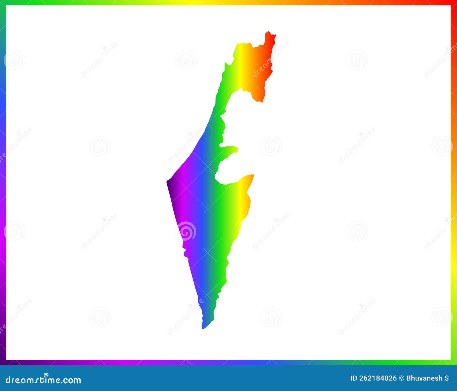 Rainbow Colored Gradient Map of Country Israel Isolated on White ...