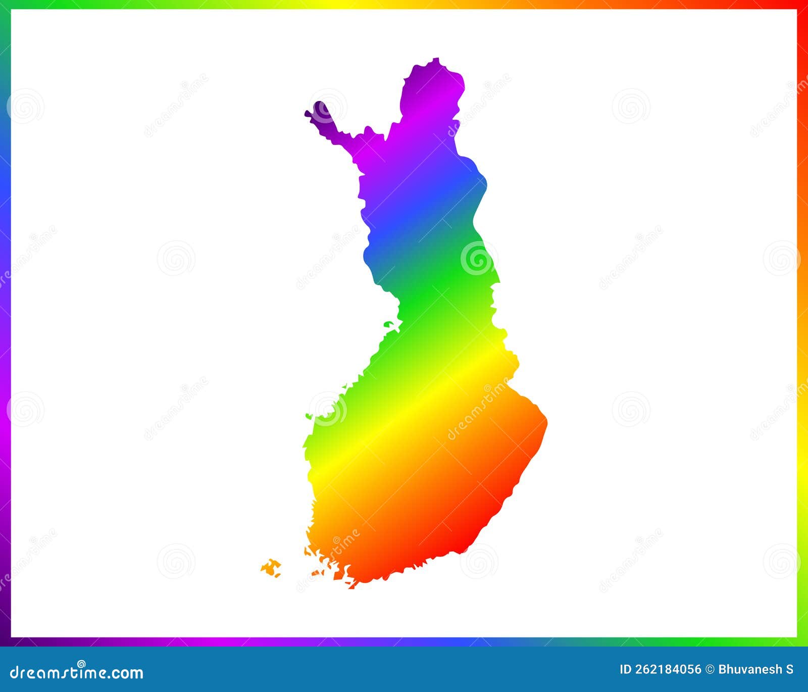 Rainbow Colored Gradient Map of Country Finland Isolated on White ...