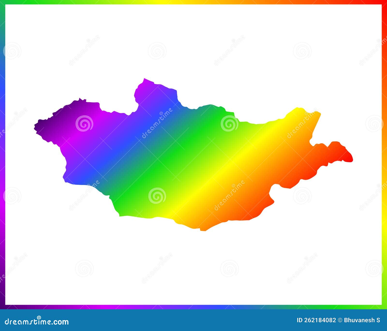 Rainbow Colored Gradient Map of Country Mongolia Isolated on White ...