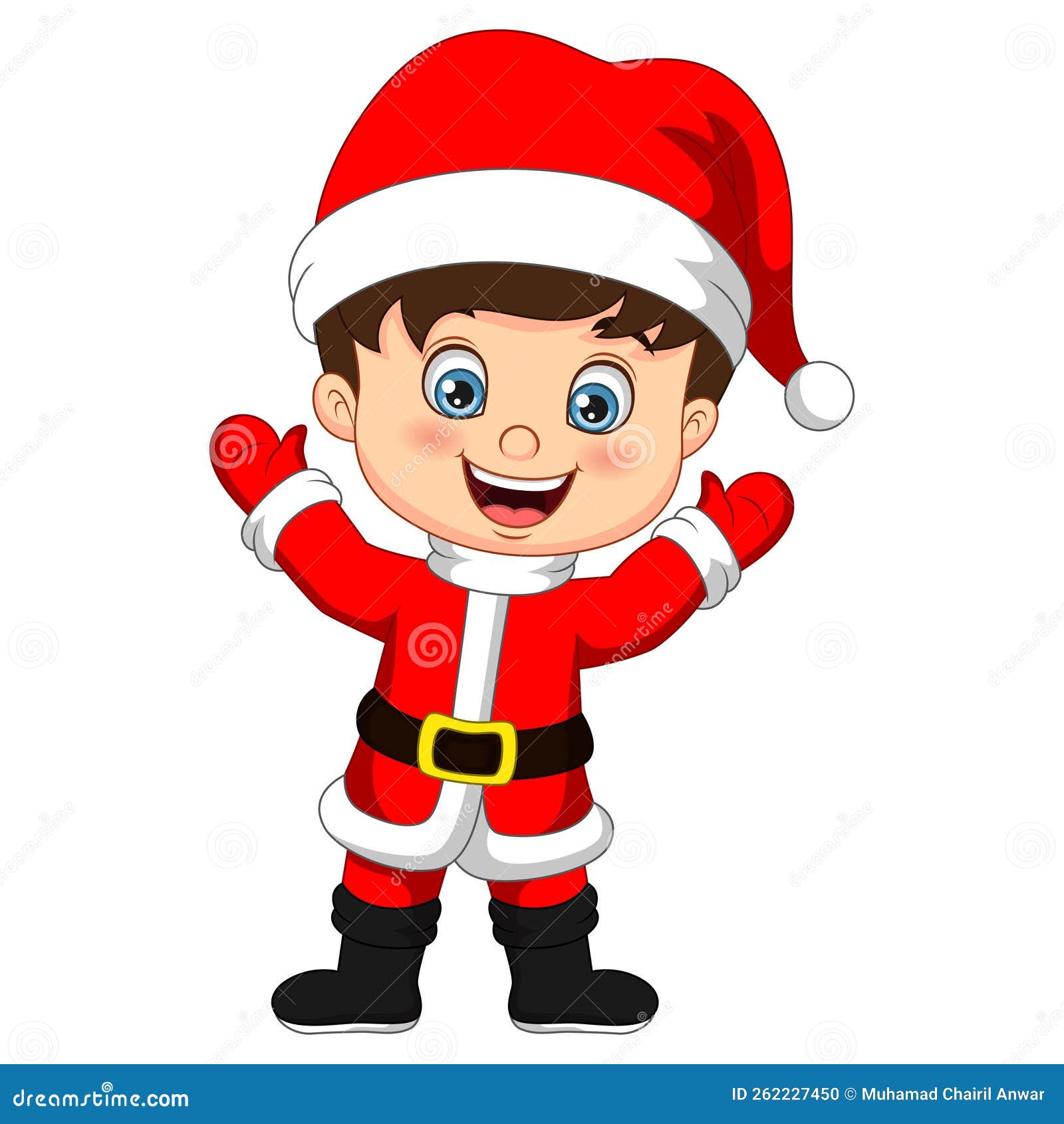 Cartoon Little Boy Wear Santa Costume Posing Stock Vector ...