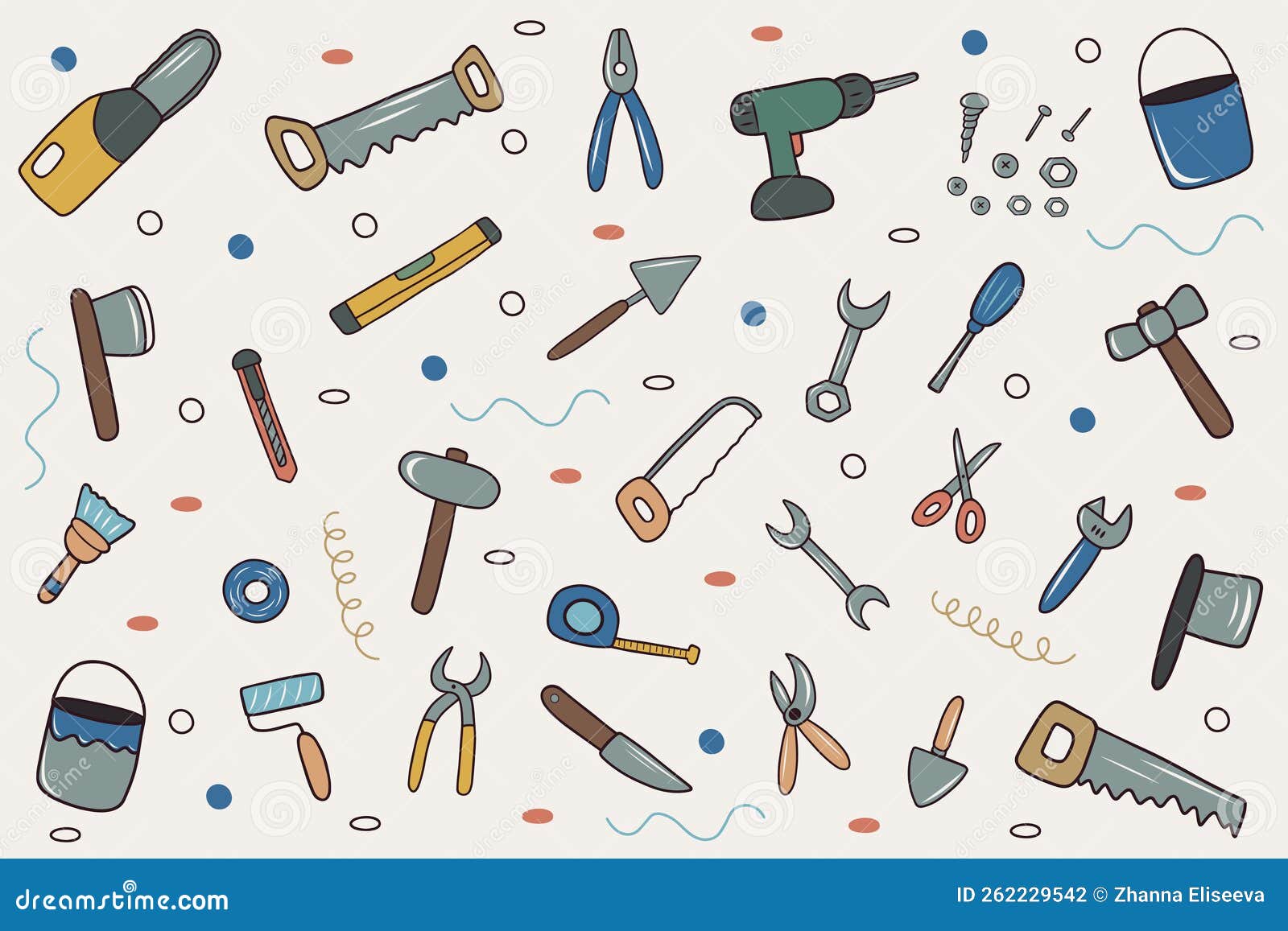 Hand Drawn Doodle Tools Set Stock Vector - Illustration of drill ...