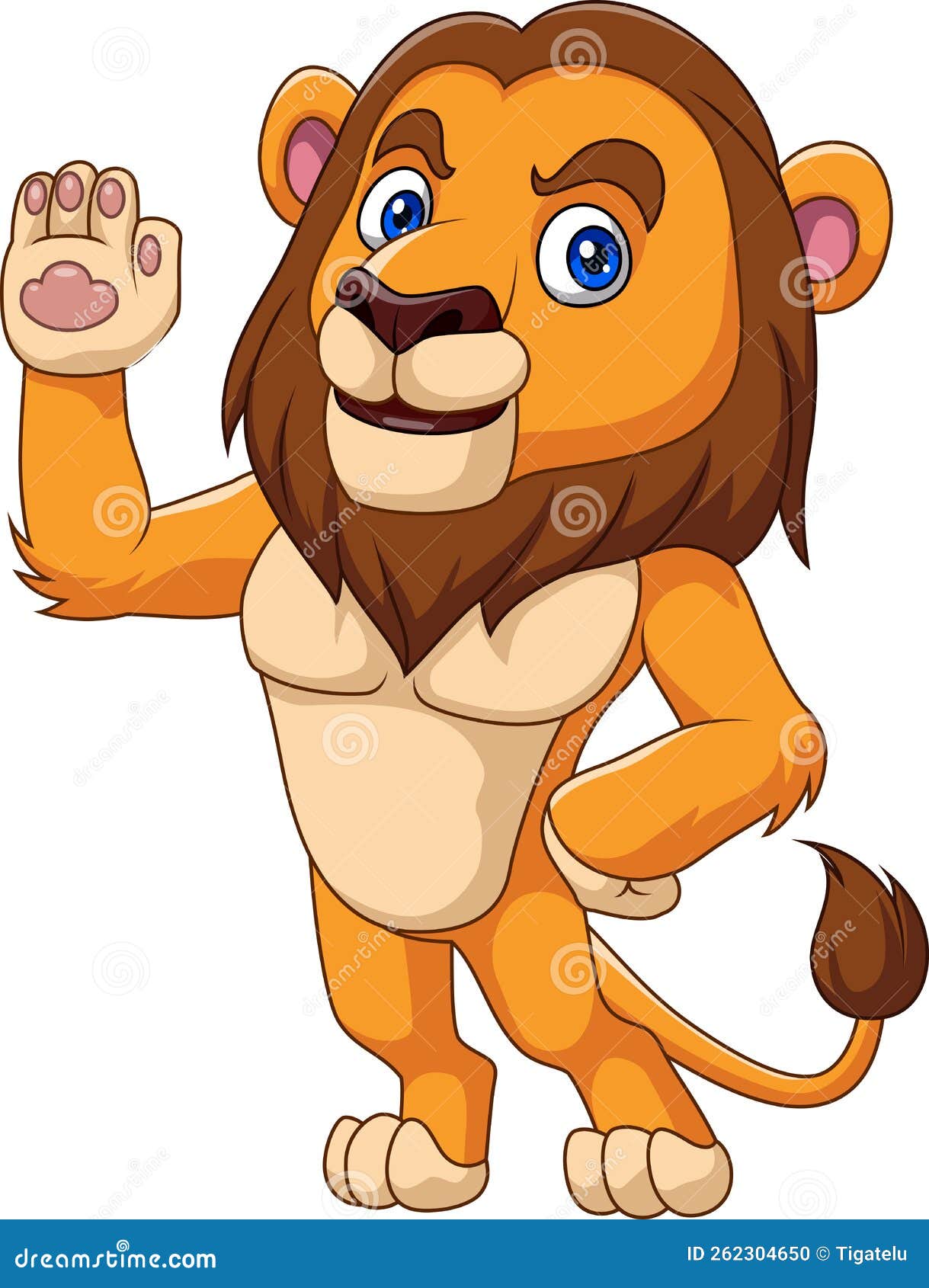 Cartoon Funny Lion Waving Hand Stock Vector - Illustration of pose ...