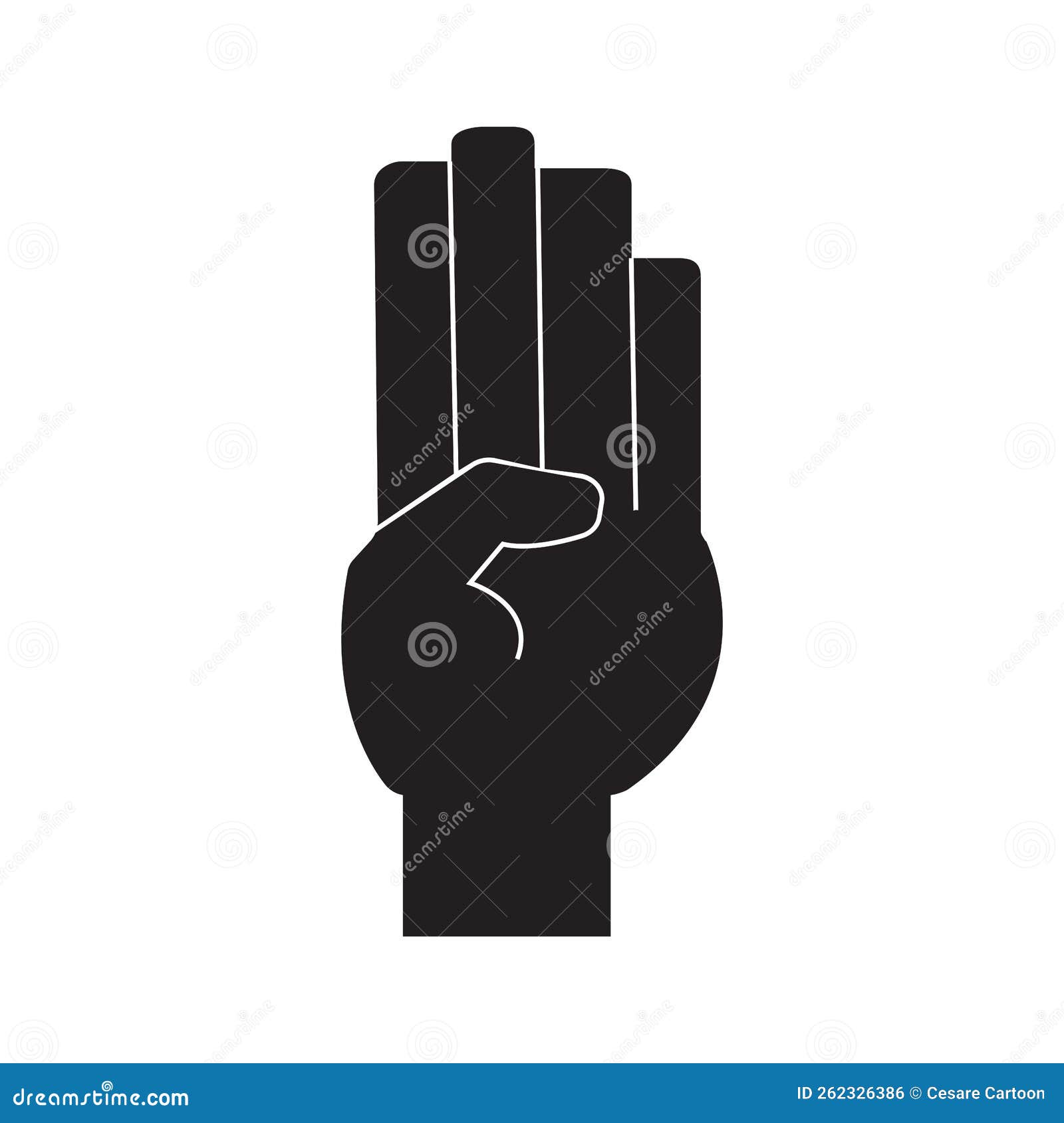 Flat black hand stock vector. Illustration of finger - 262326386
