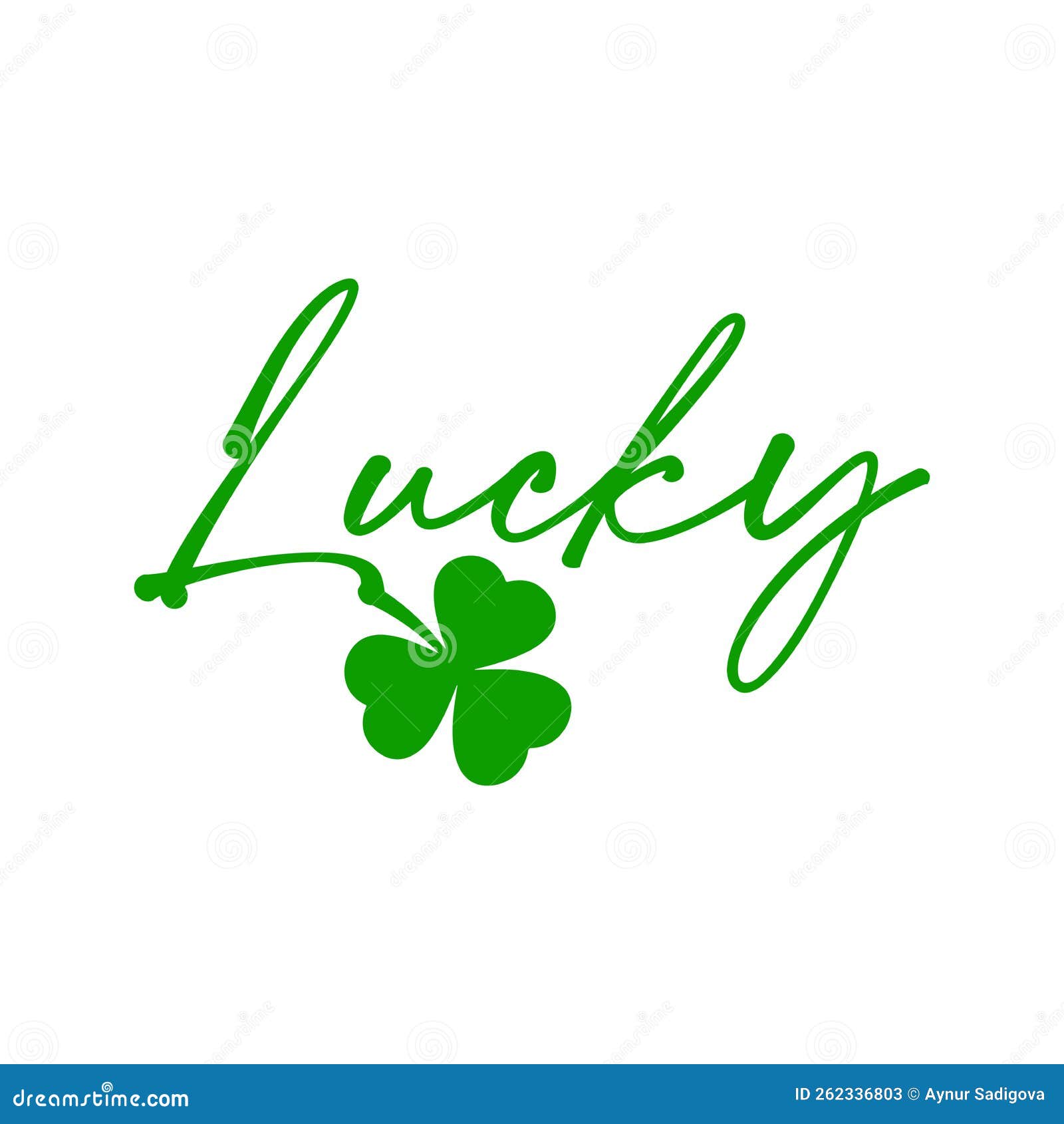 Lucky. Hand Lettering Word with Clover Leaves. Vector Typography for St ...
