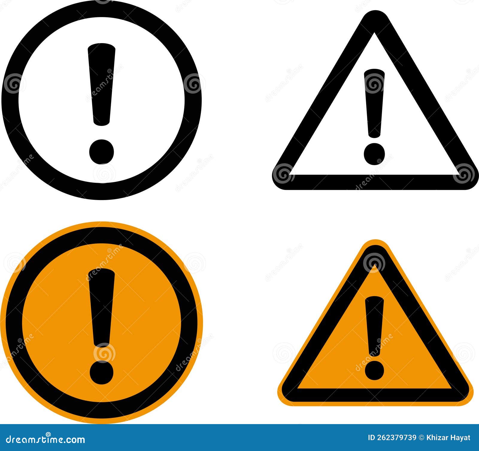 Set Attention Caution Danger Sign, Group Exclamation Mark Sign, Warning ...