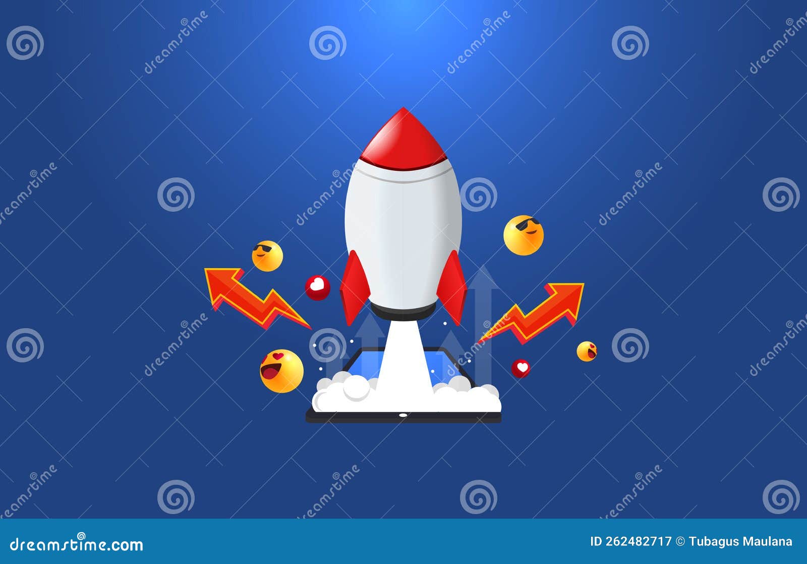 Digital Marketing Rocket Launcher Poster Stock Vector - Illustration of ...