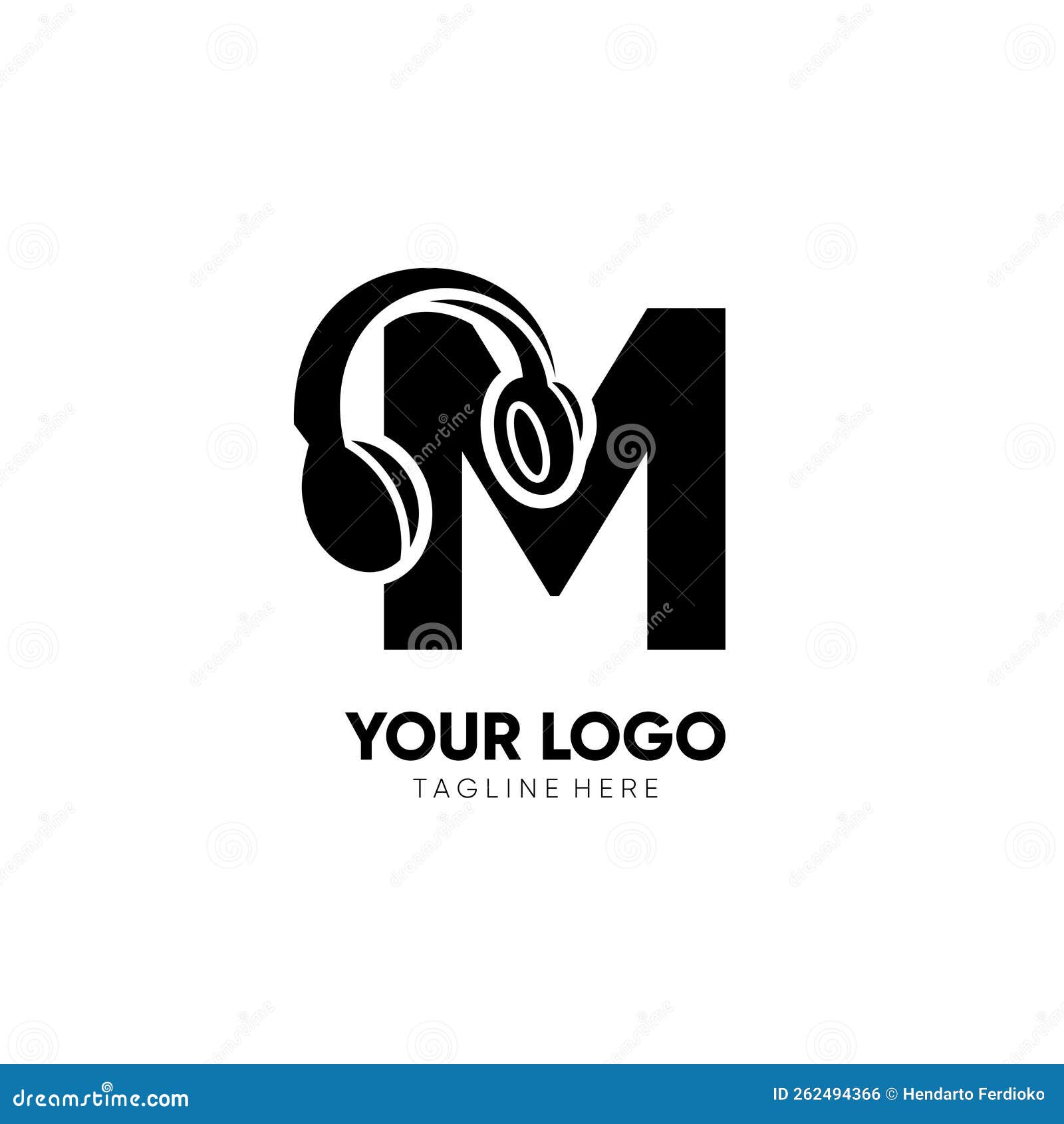 Letter M Headphone Logo Design Vector Icon Graphic Illustration Emblem ...