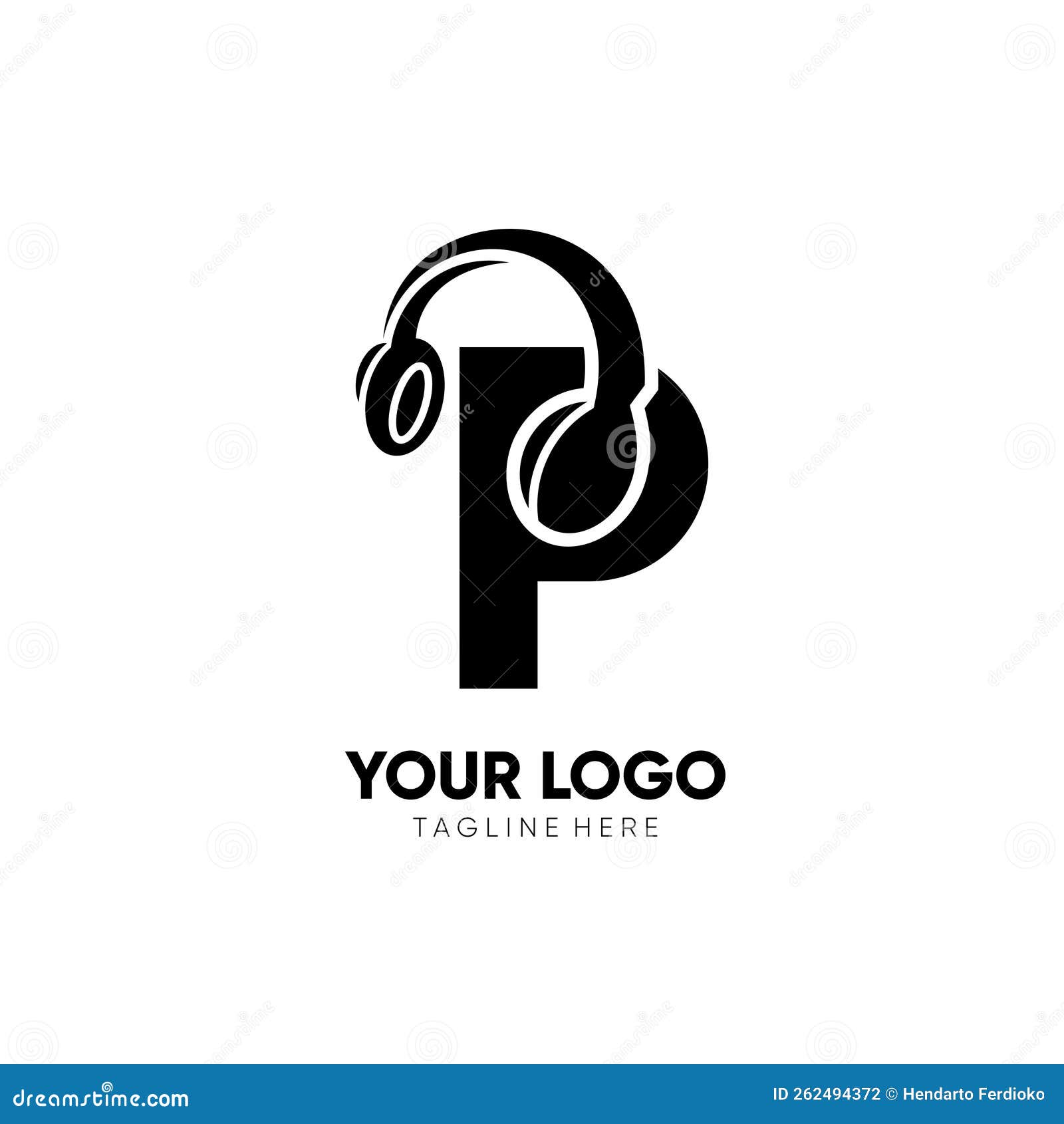 Letter P Headphone Logo Design Vector Icon Graphic Illustration Emblem ...