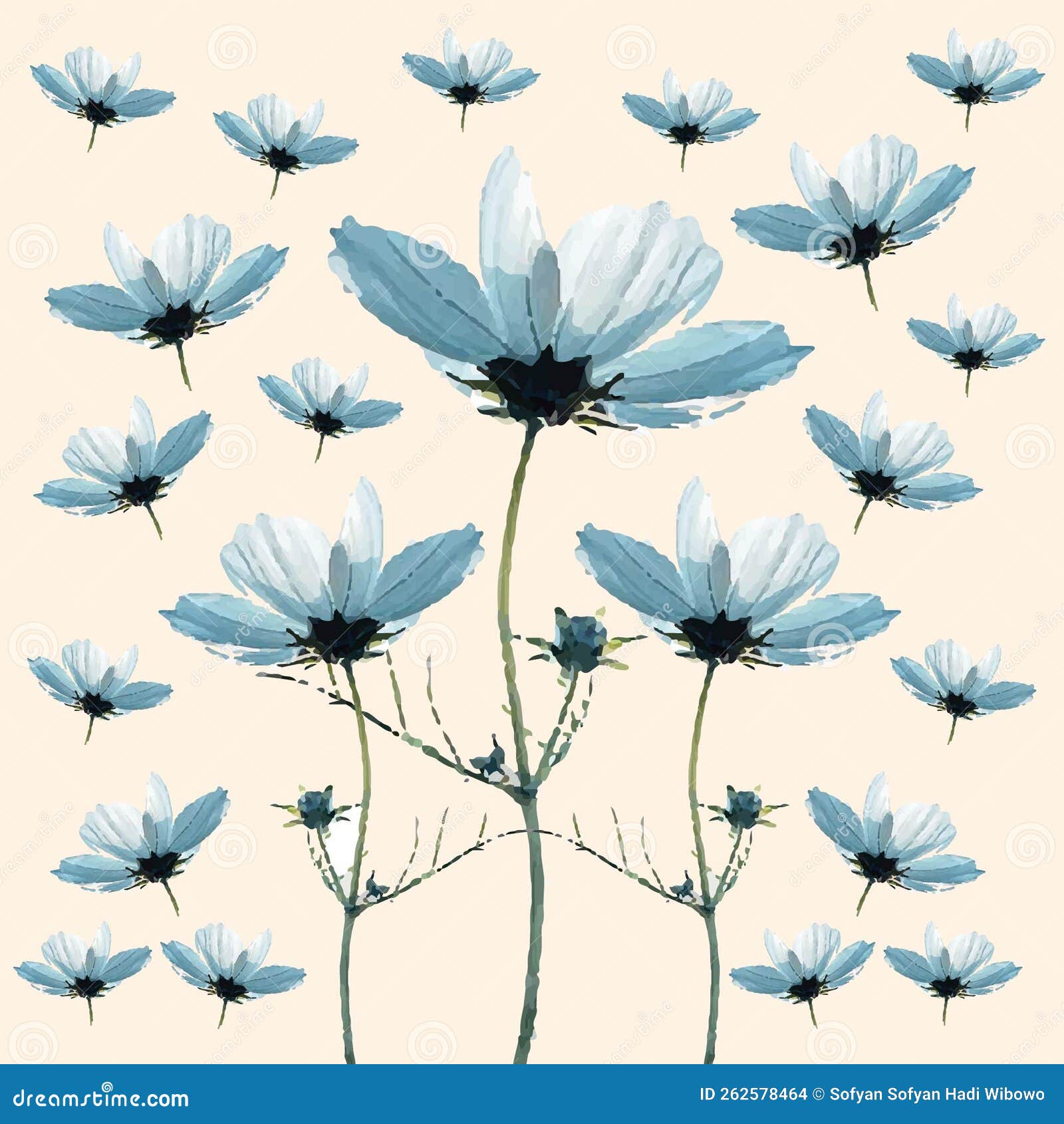 Cosmos Flower Seamless Pattern Illustration Vector Design Stock Vector ...