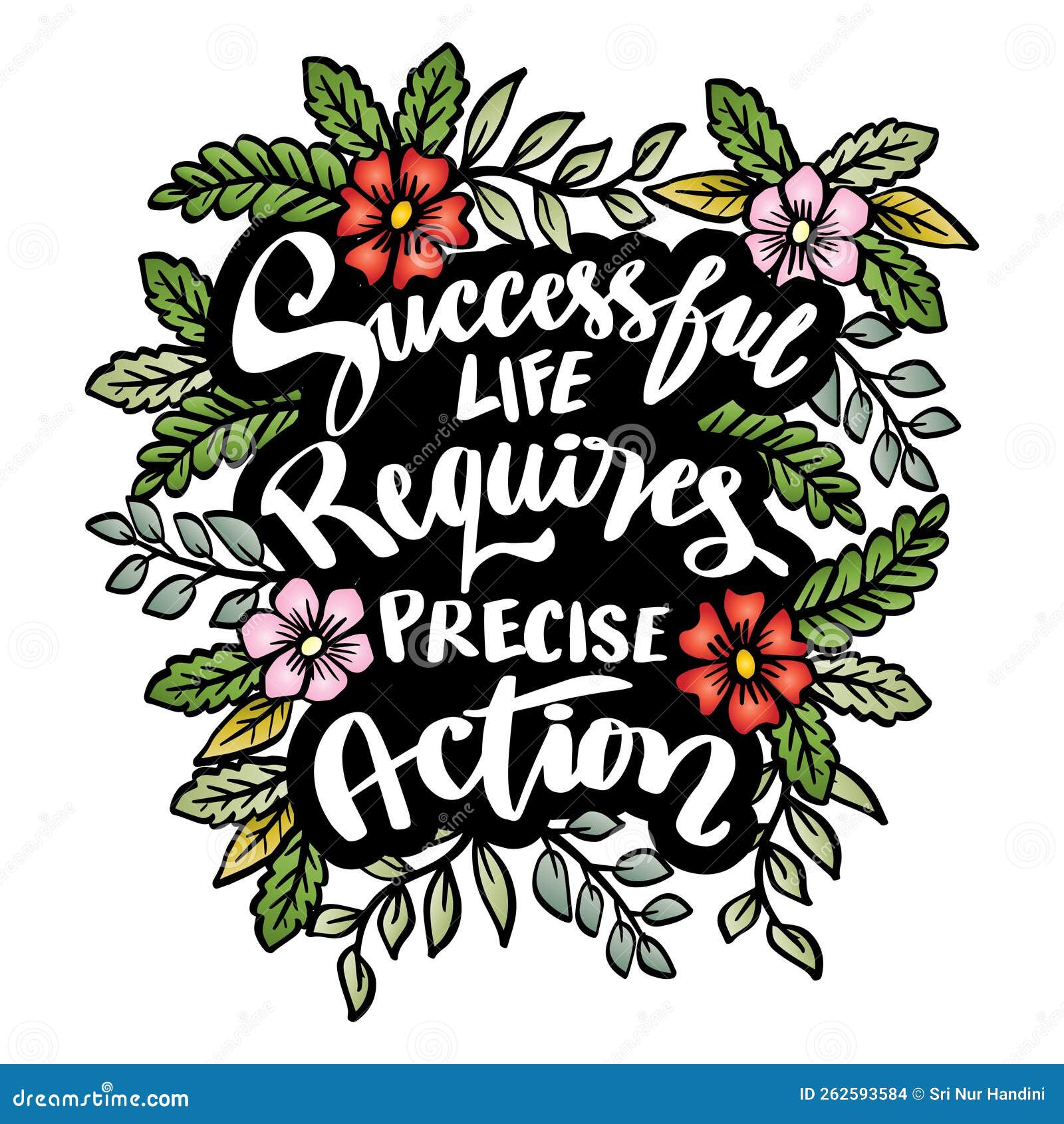 Successful Life Requires Precise Action, Hand Lettering. Stock ...