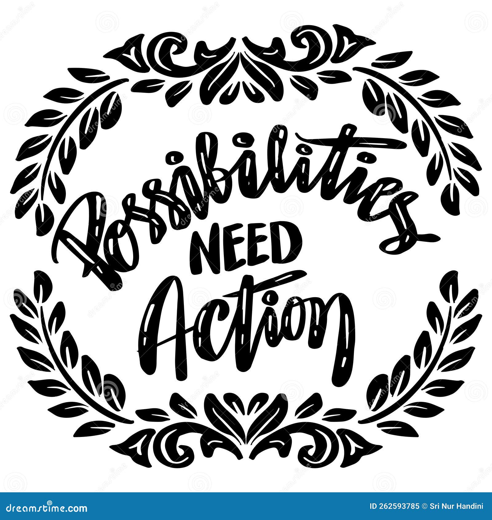 Possibilities Need Action, Hand Lettering. Stock Illustration ...