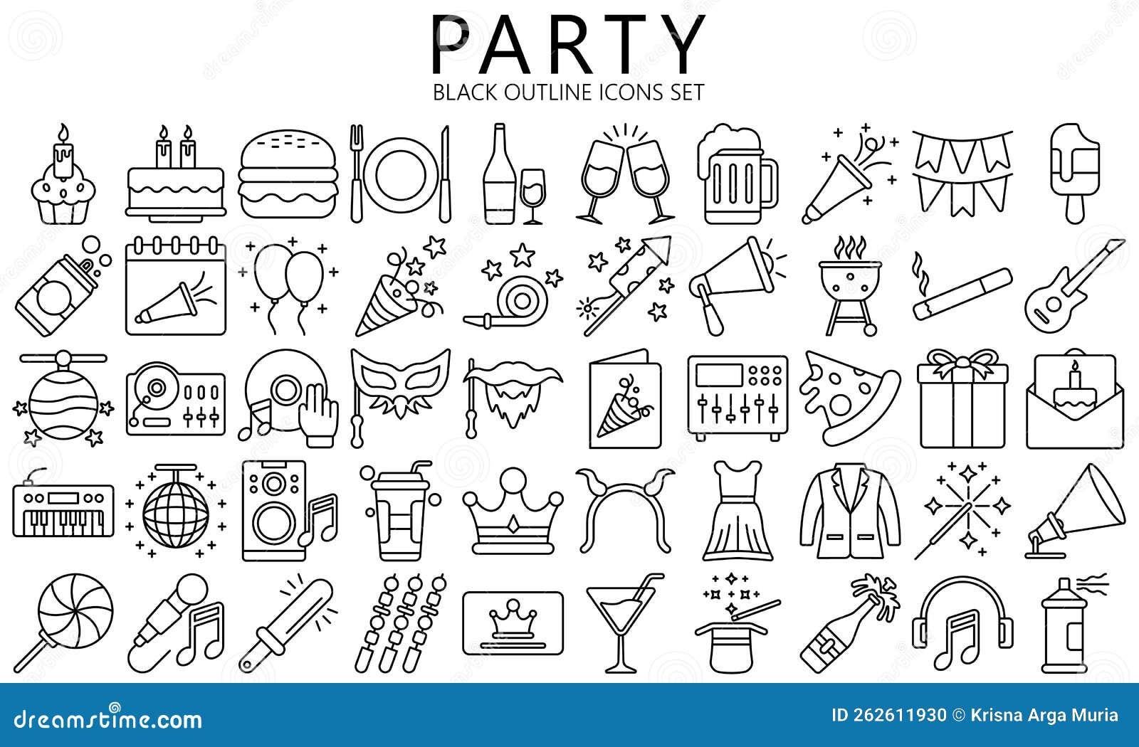 Simple Set of Party Related Vector Line Icons Stock Vector ...