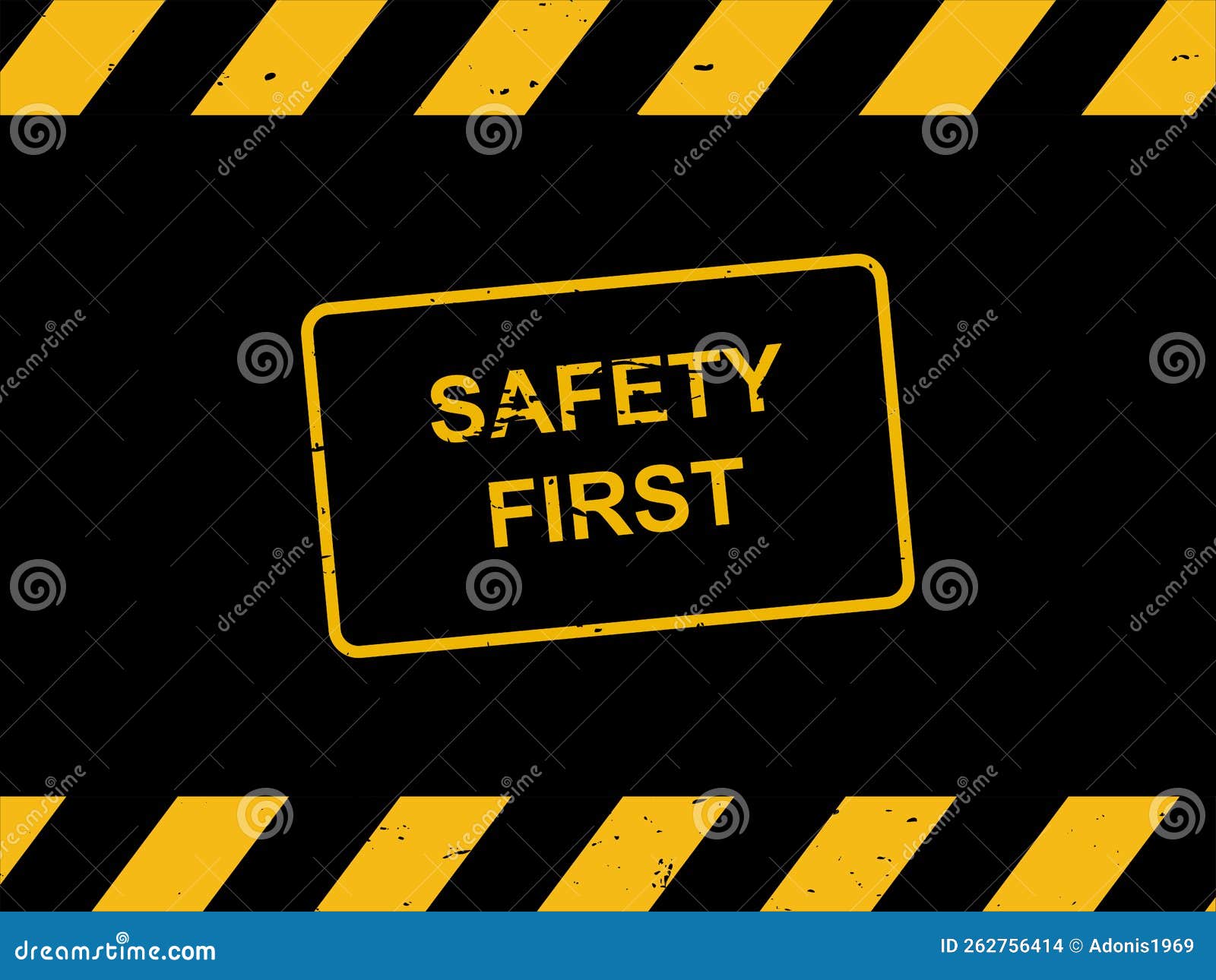 Safety First Stamp on Black Stock Illustration - Illustration of action ...