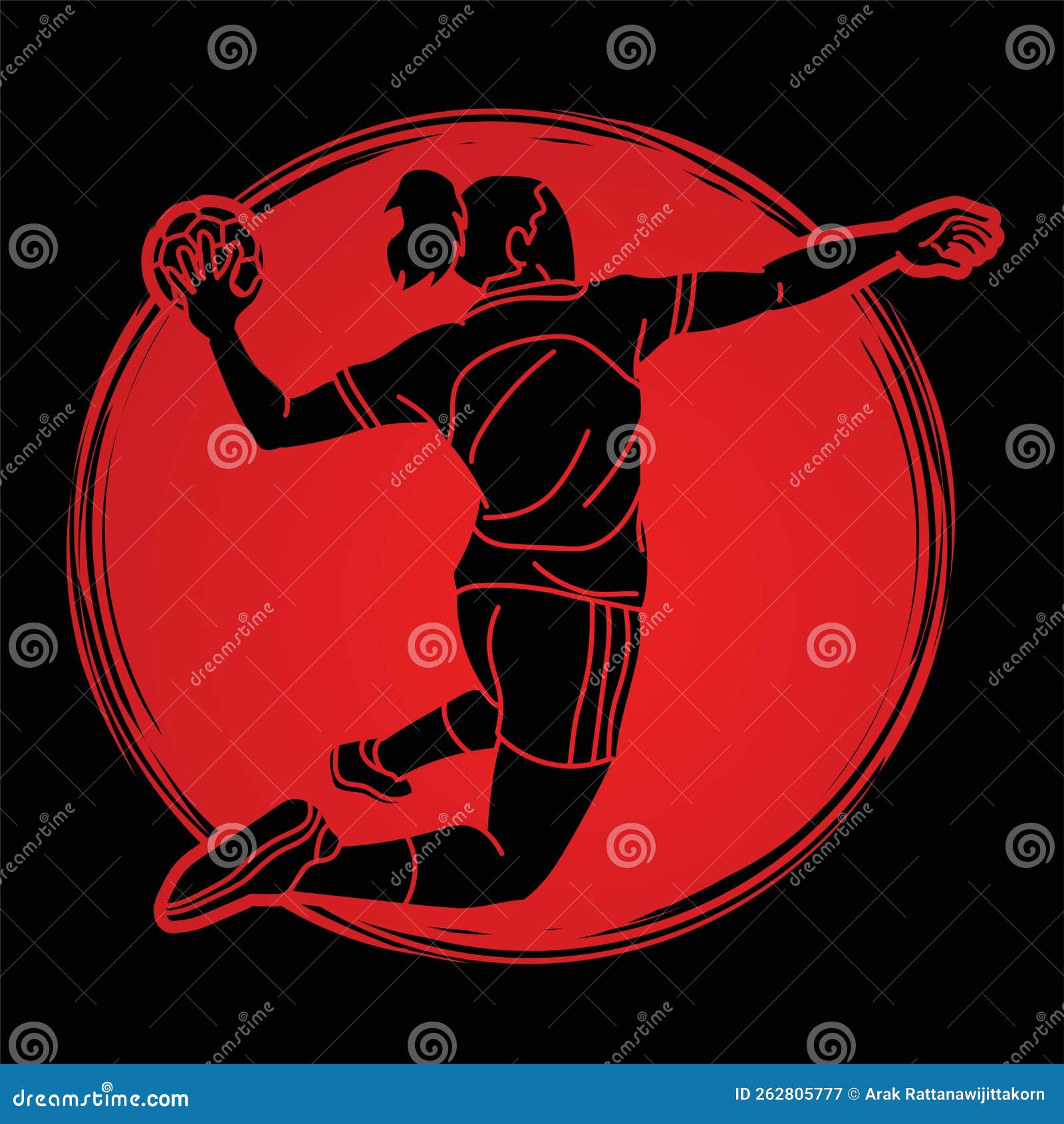 Handball Sport Woman Player Action Cartoon Graphic Vector Stock Vector ...