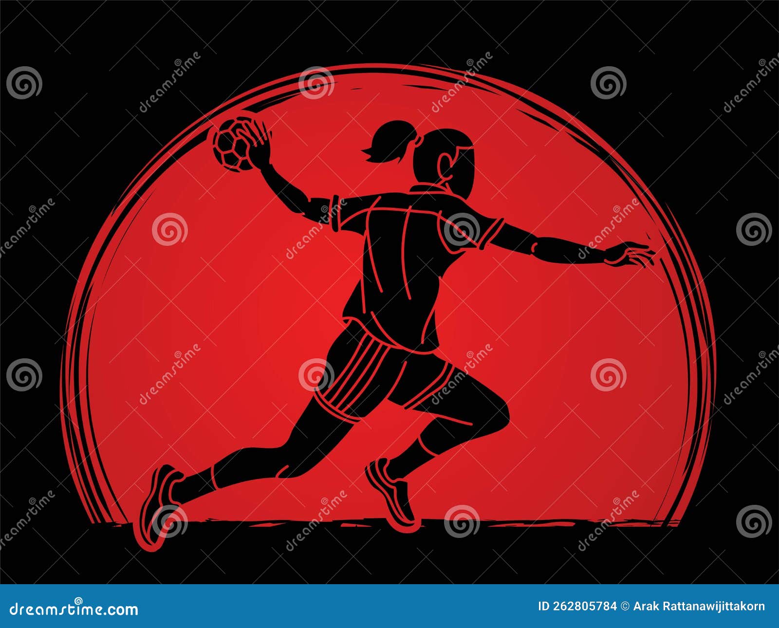 Handball Sport Woman Player Action Cartoon Graphic Vector Stock Vector ...