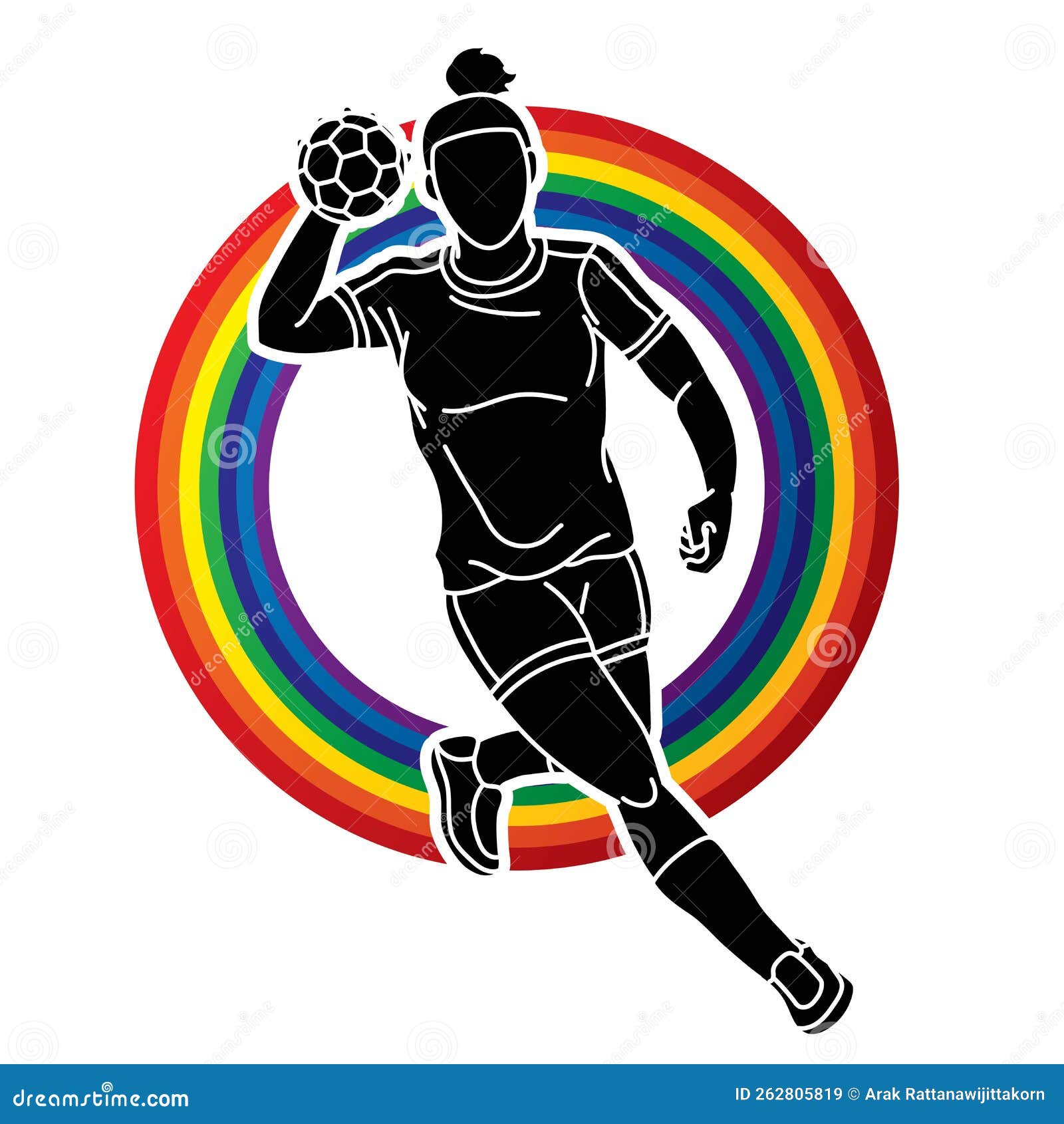 Handball Sport Woman Player Action Cartoon Graphic Vector Stock Vector ...