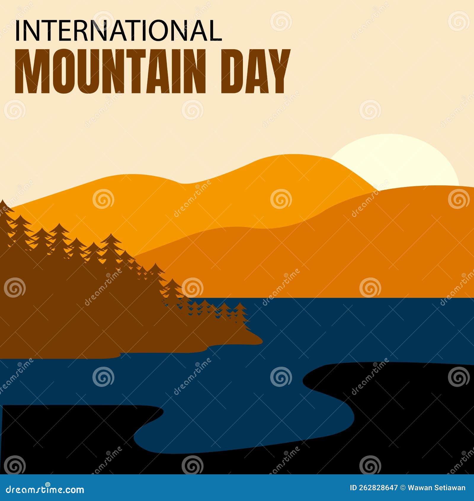 Illustration Vector Graphic of Mountain View by the Lake Stock Vector ...