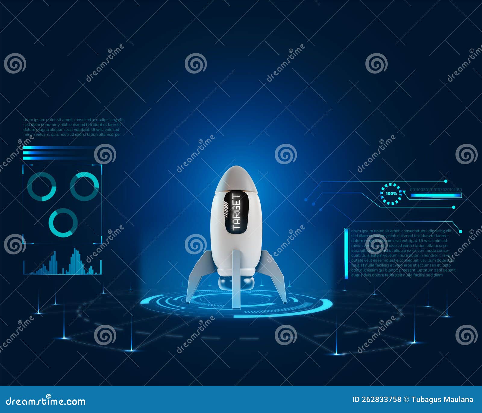 HUD Infographic Rocket Launcher Illustration- 3D Render Stock Vector ...
