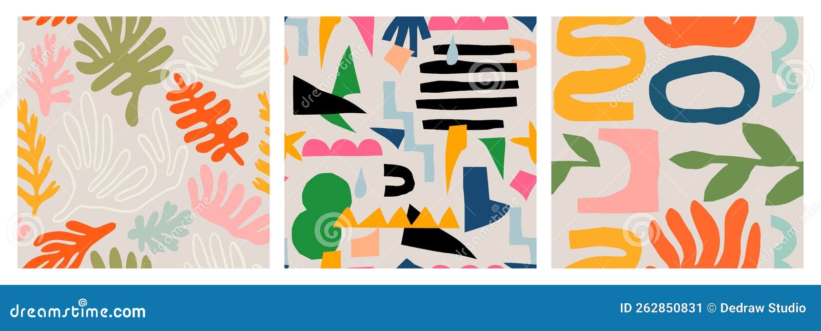 Abstract Seamless Pattern Bundle with Natural Shapes Stock Vector - Illustration of decoration ...