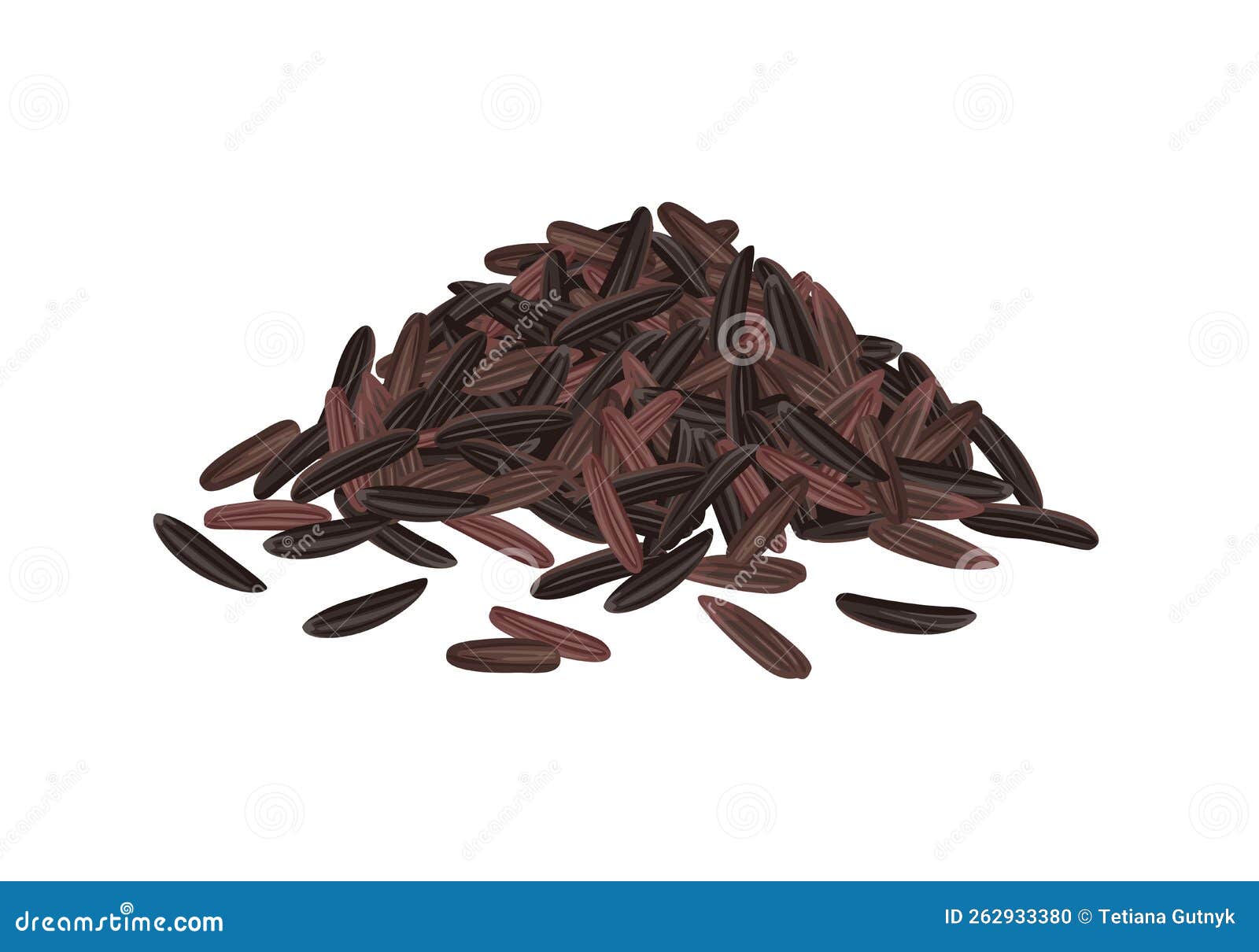 Dark Wild Rice Heap Isolated On White. Vector Cartoon Illustration Of ...