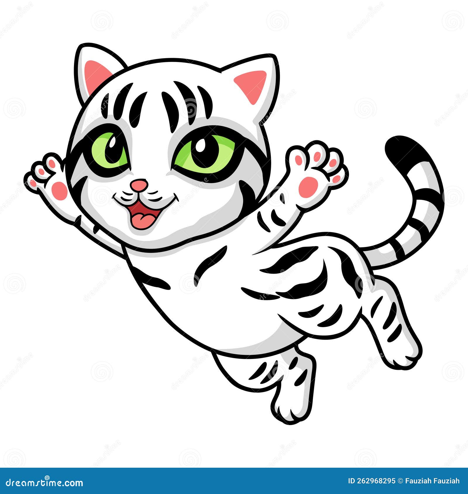 Cute American Short Hair Cat Cartoon Flying Stock Vector - Illustration ...