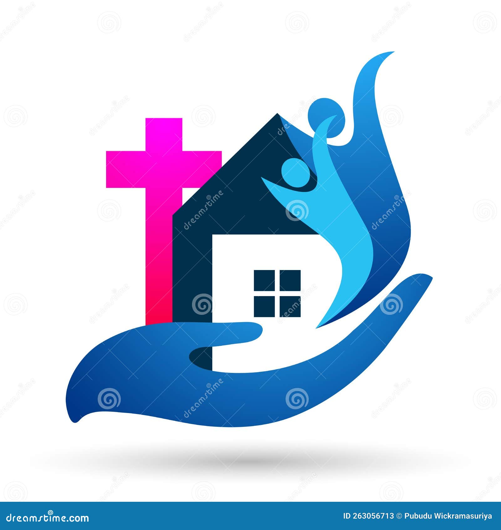 Happy Family Church Union Love in Church Hand Care Children Kids Taking ...