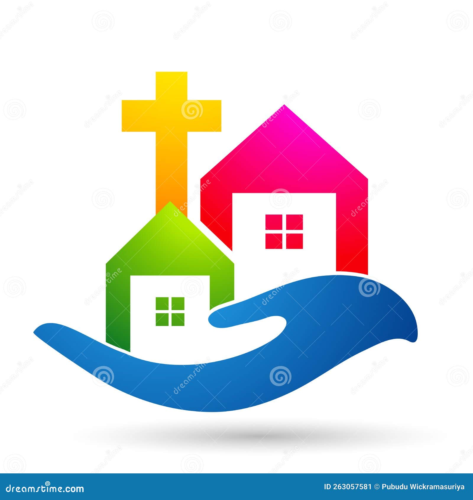 Happy Family Church Union Love in Church Hand Care Children Kids Taking ...