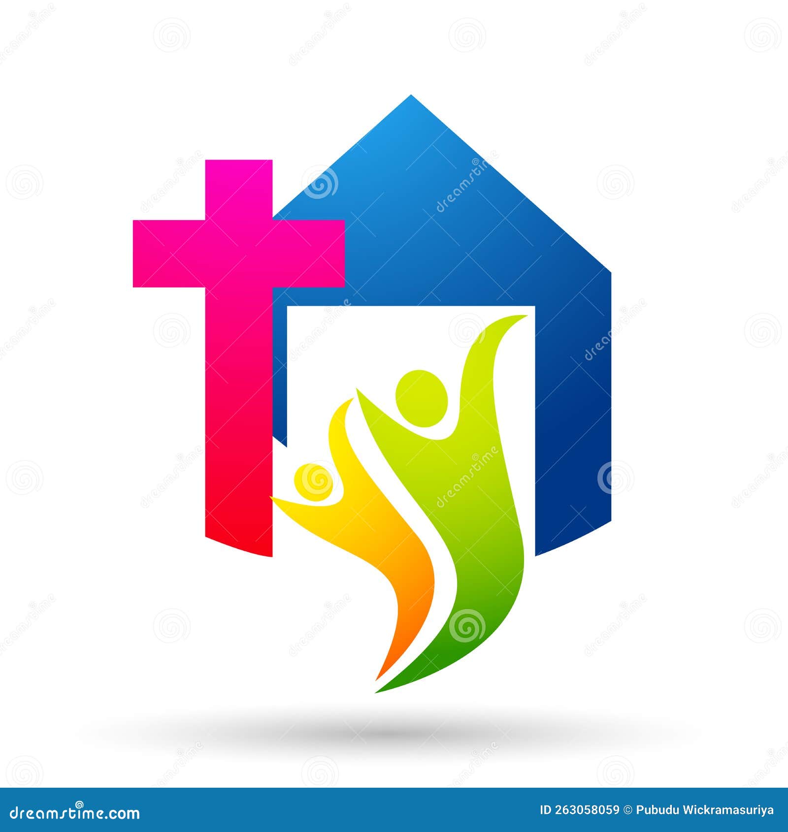 Happy Family Church Union Love in Church Hand Care Children Kids Taking ...