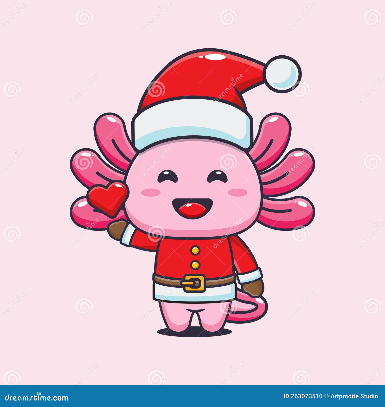 Cute Axolotl Wearing Santa Claus Costume. Stock Vector - Illustration ...