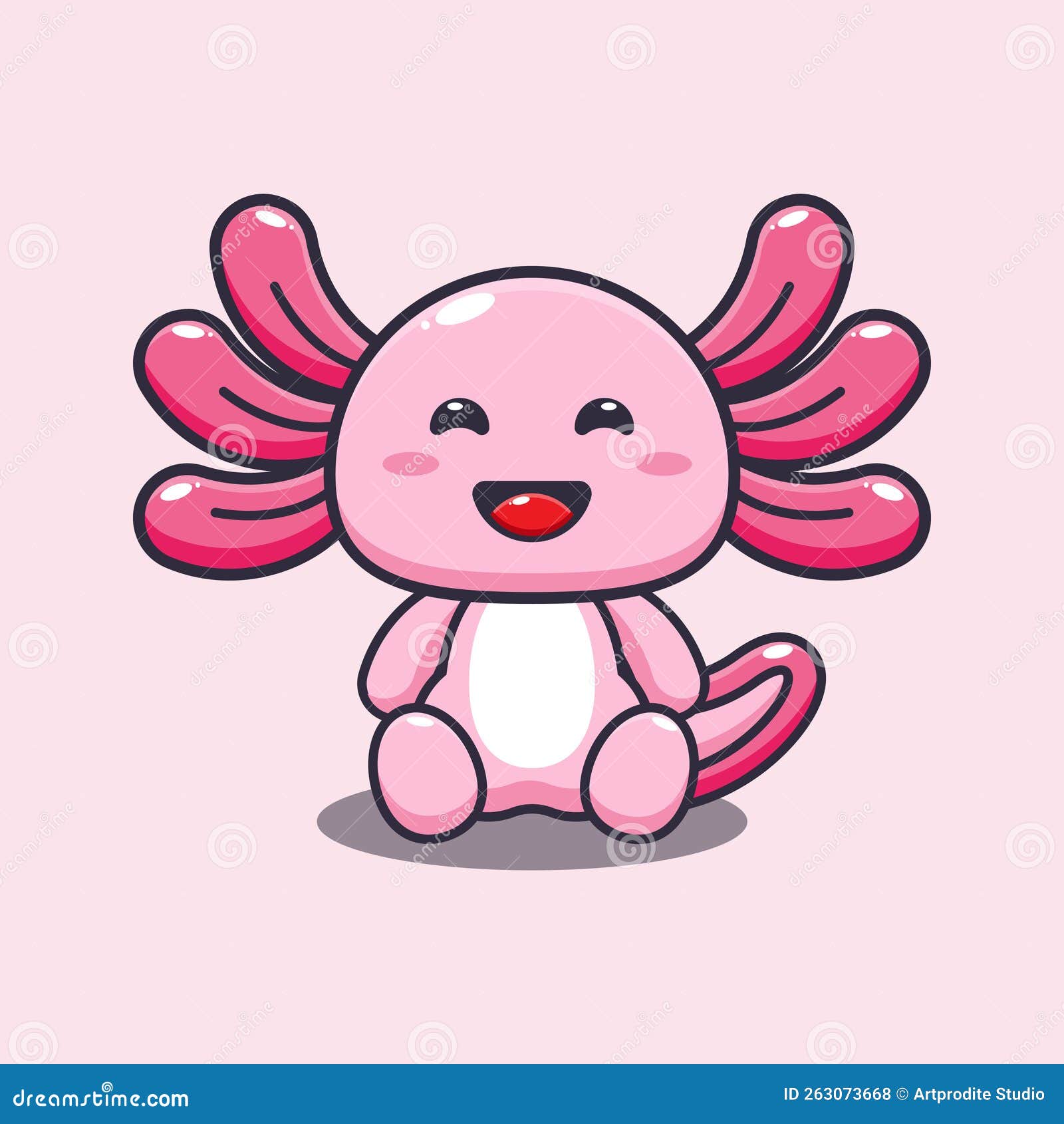 Cute Axolotl Cartoon Mascot Illustration. Stock Vector - Illustration ...