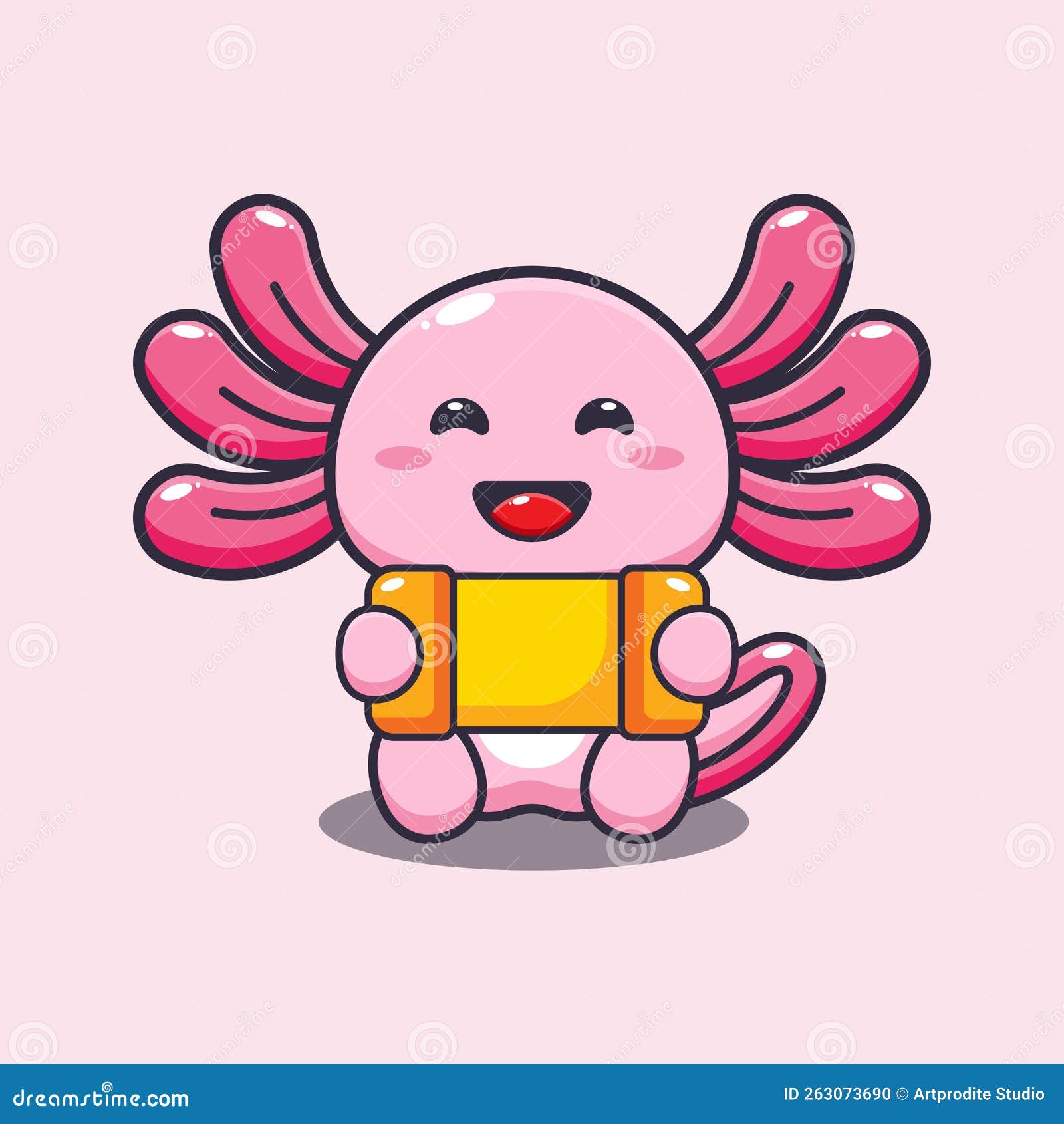 Cute Gaming Axolotl Cartoon Mascot Illustration. Stock Vector ...