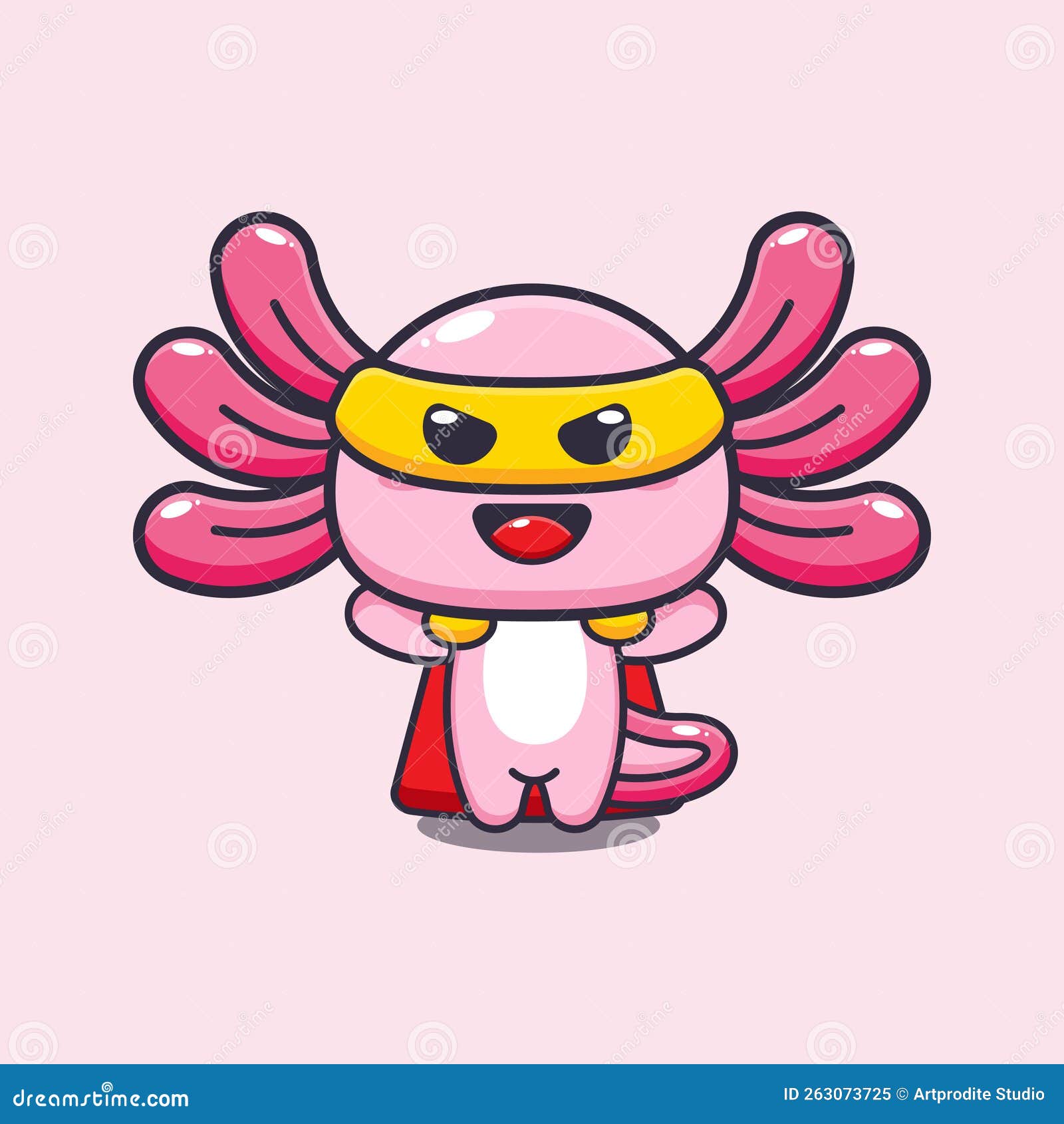 Cute Super Axolotl Cartoon Mascot Illustration. Stock Vector ...