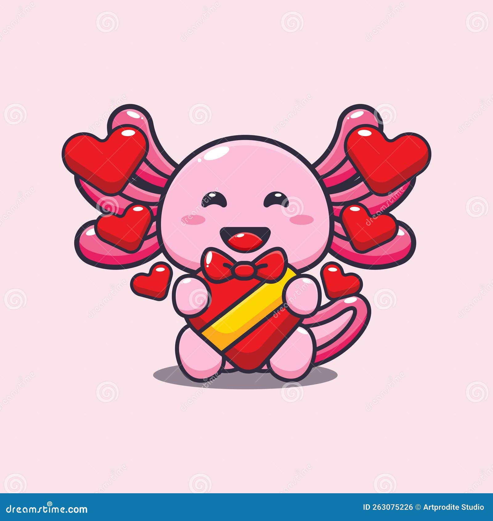 Happy Axolotl Cartoon Vector Illustration Colored And Outline Set ...