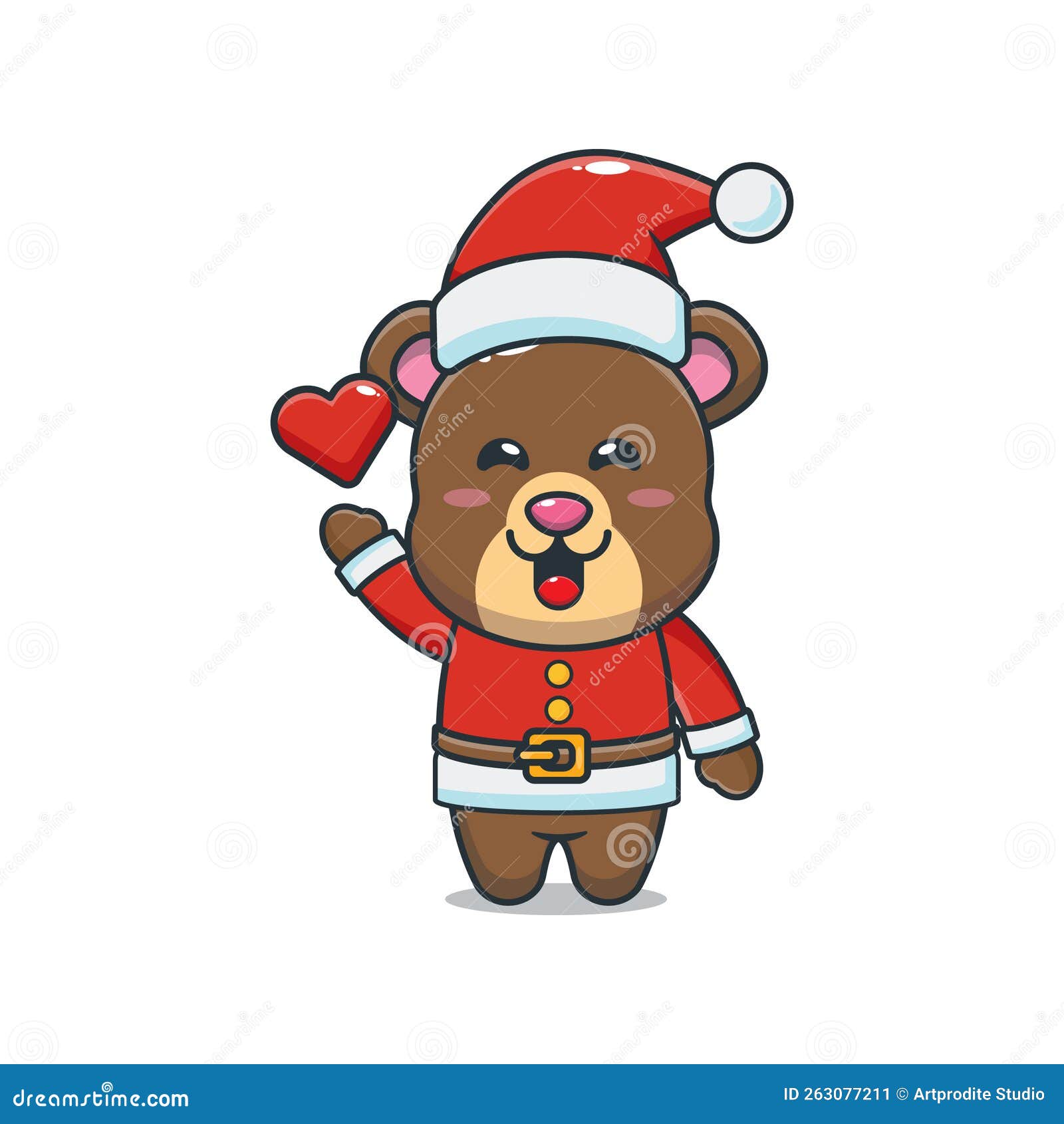 Cute Bear Wearing Santa Claus Costume. Stock Vector - Illustration of ...